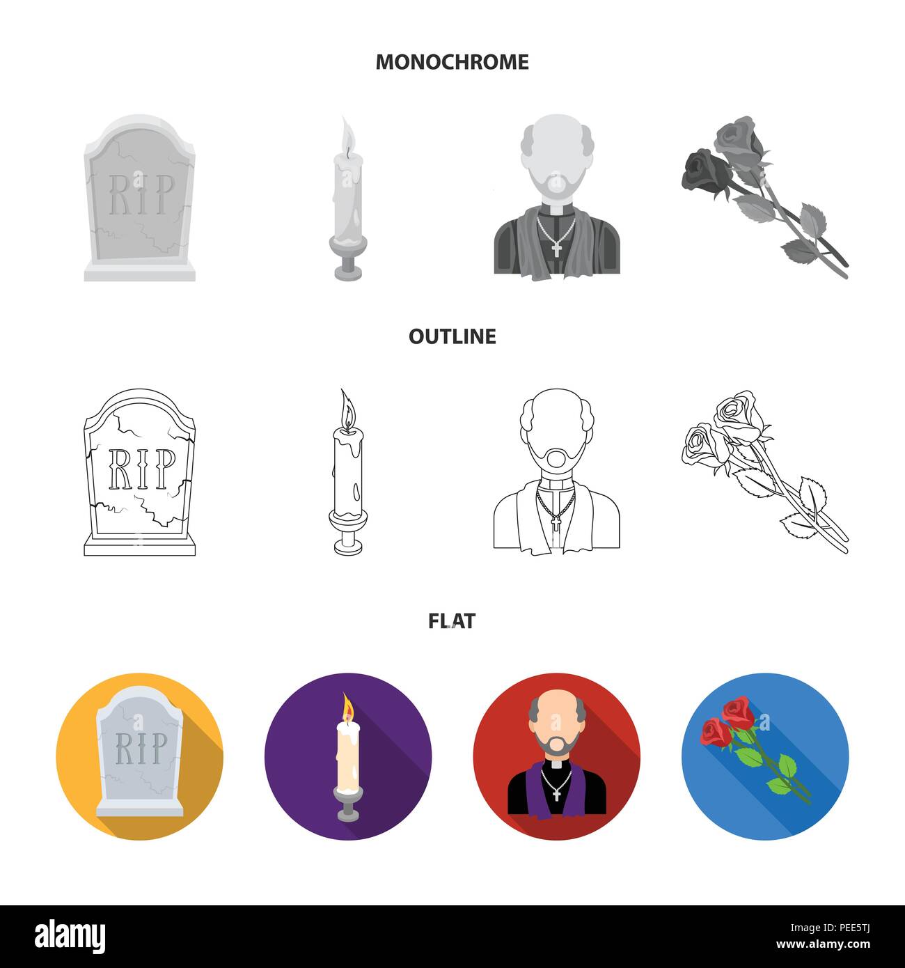 Coffin with a lid and a cross, a photograph of the deceased with a ...