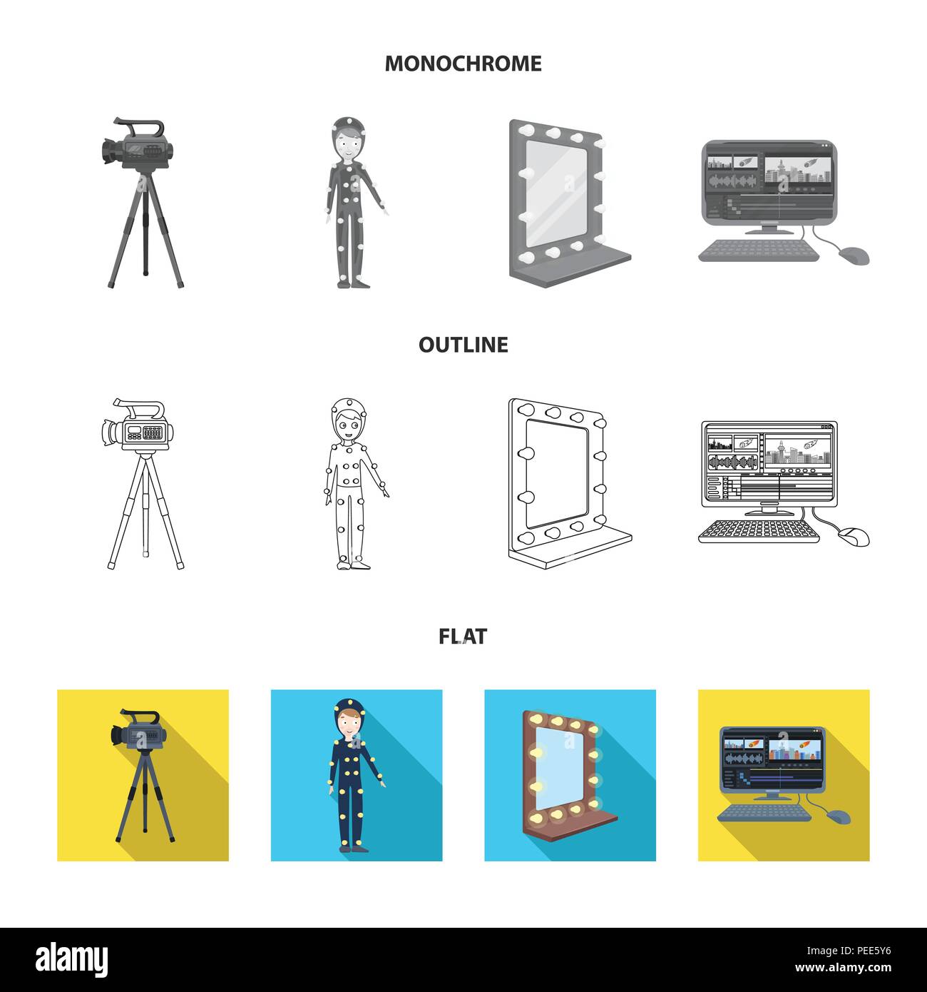 Hromakey, script and other equipment. Making movies set collection ...