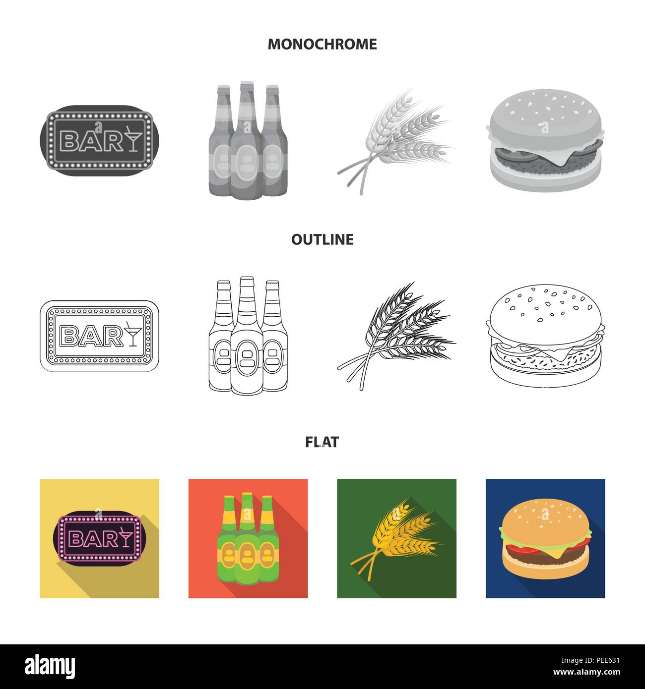 Restaurant, cafe, chair, bowling ball .Pub set collection icons in flat ...