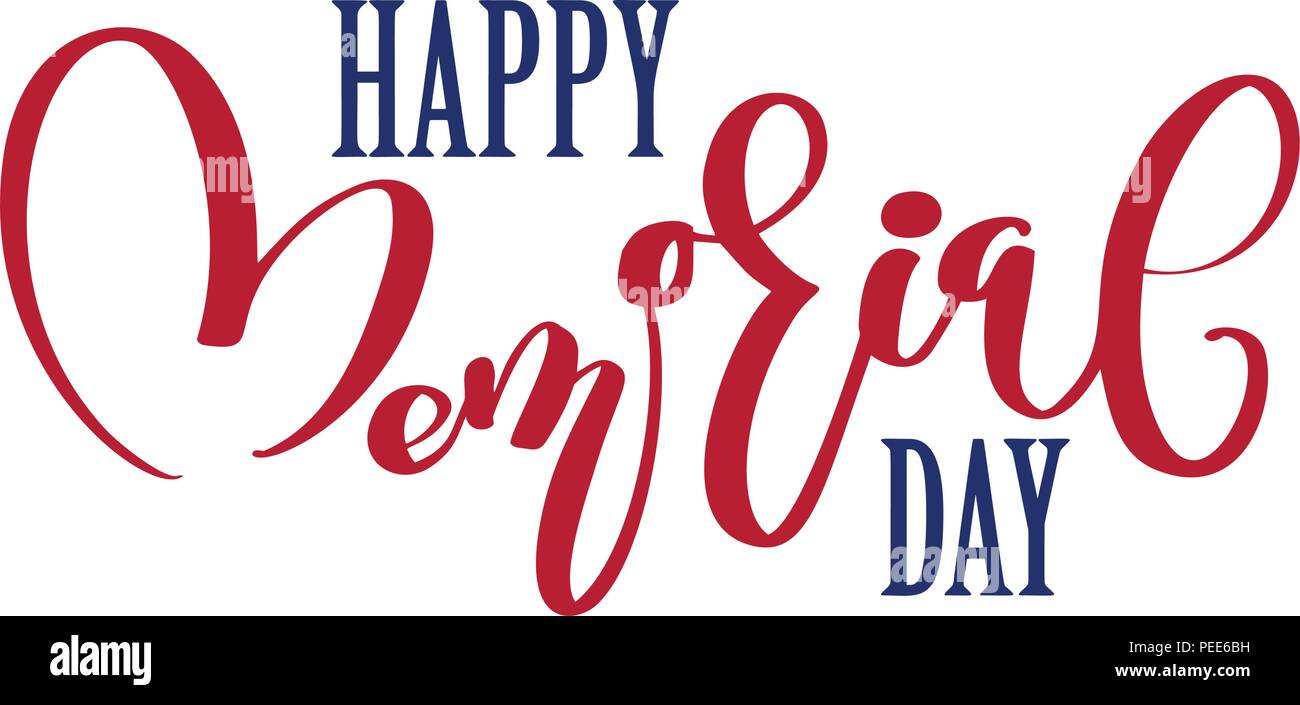 Vector Happy Memorial Day card. Calligraphy text in heart. National ...