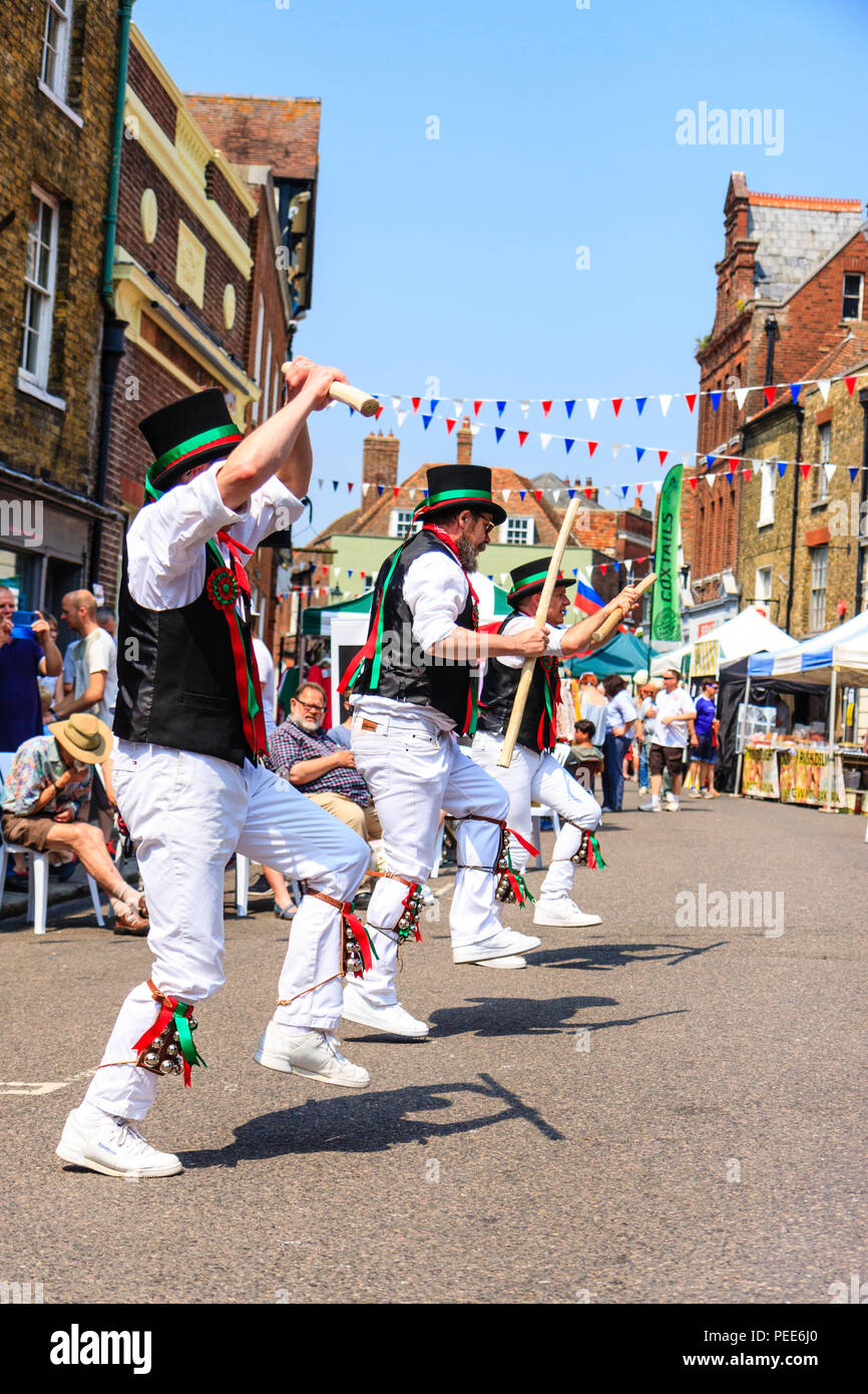 Traditional English folk dancers, Oyster Morris men dancing in the ...