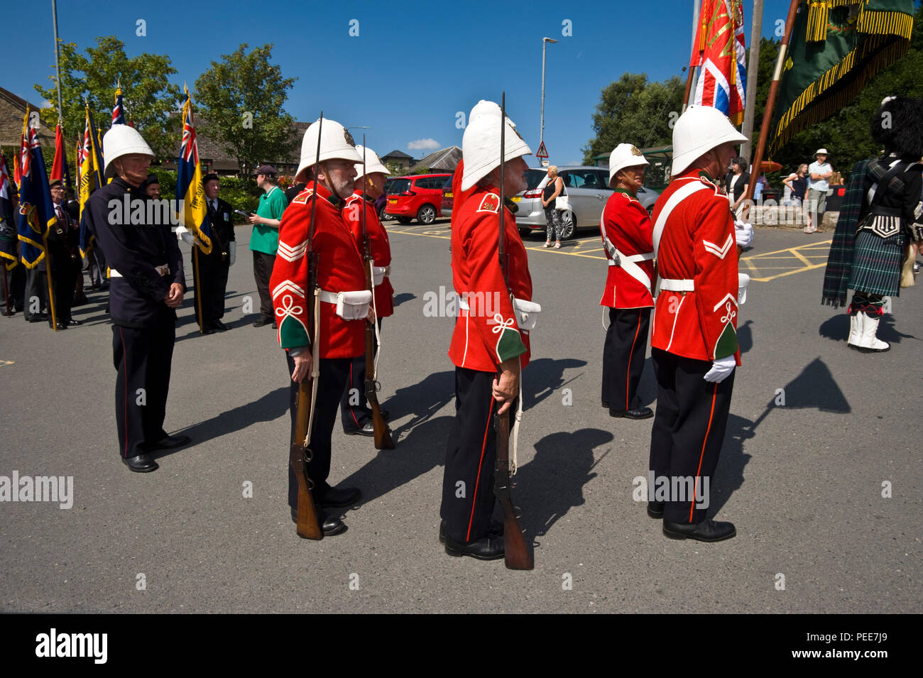 World War One living history reenactors soldiers of the South Wales Borderers 24th Regiment of ...