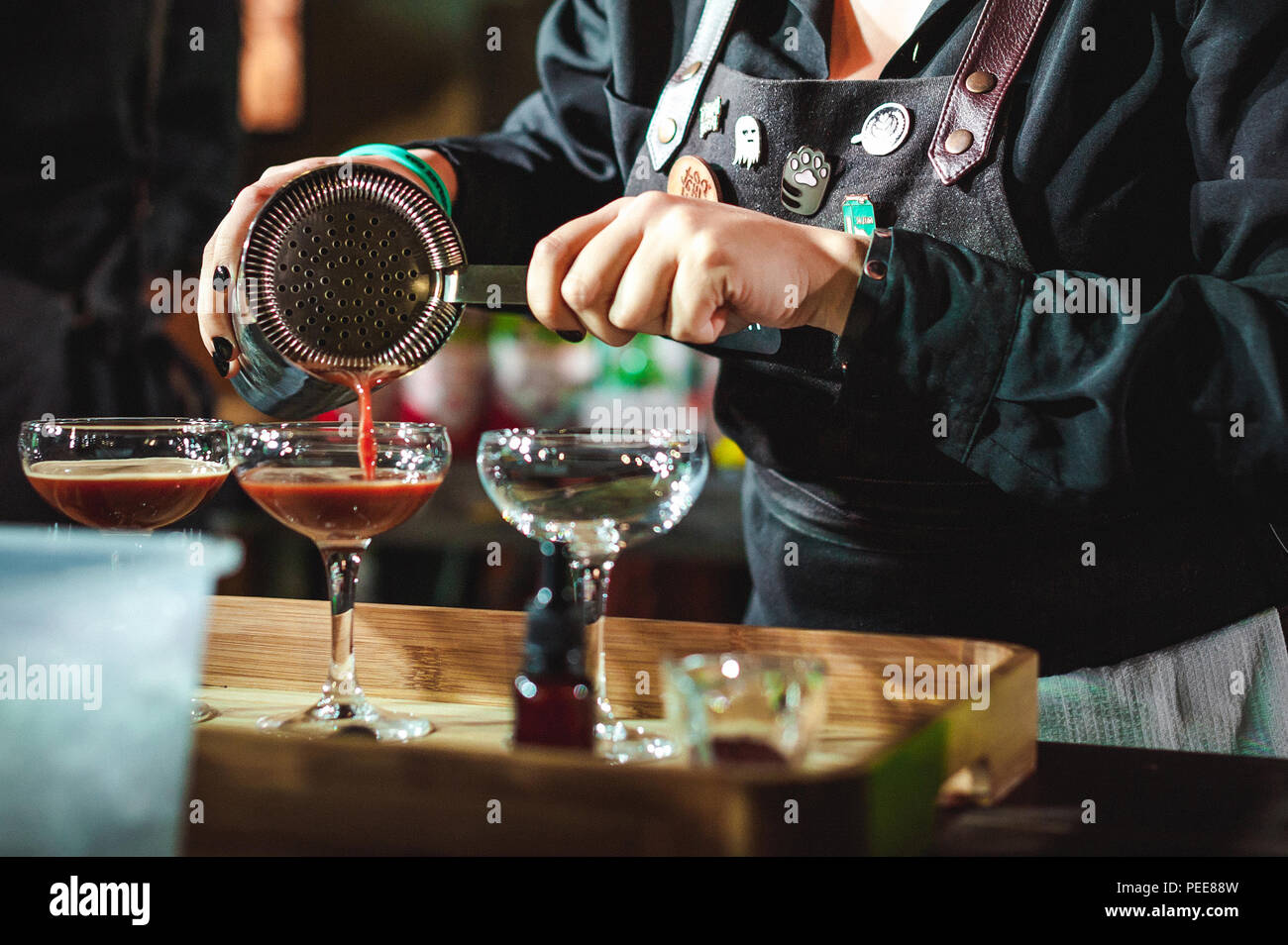 championship among coffee houses, members of teams show barista's skill ...
