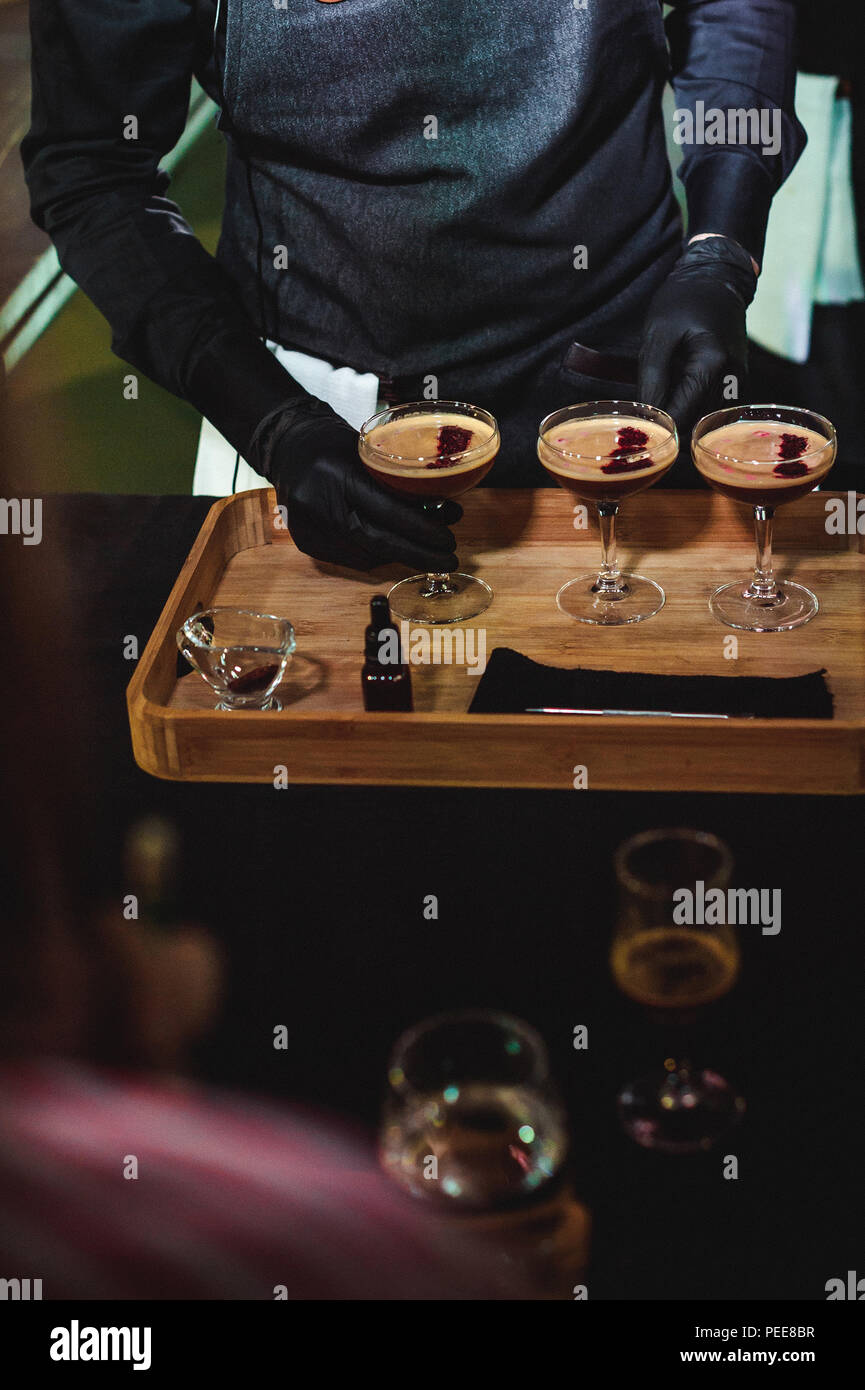 championship among coffee houses, members of teams show barista's skill ...