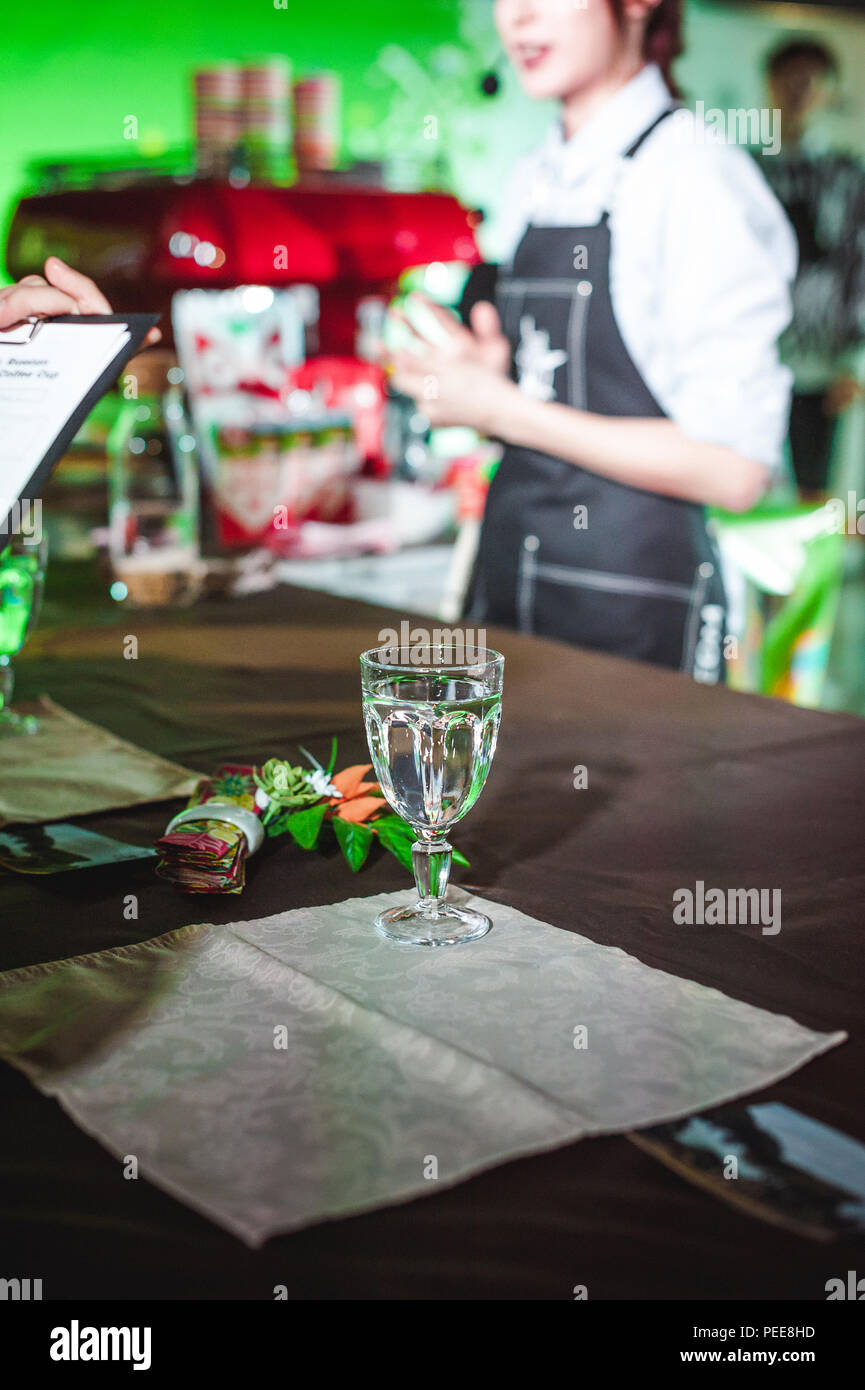 championship among coffee houses, members of teams show barista's skill ...