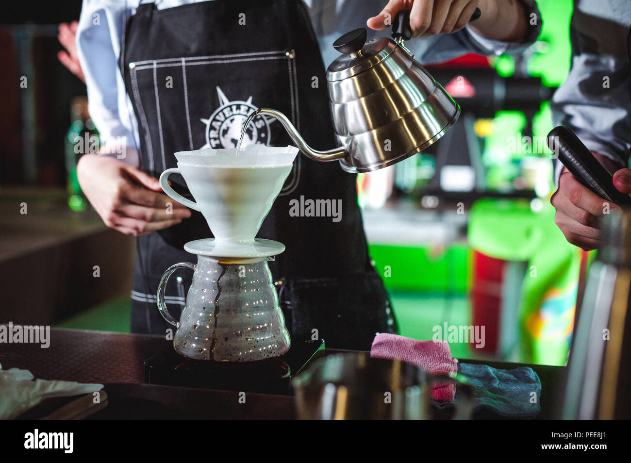 championship among coffee houses, members of teams show barista's skill ...