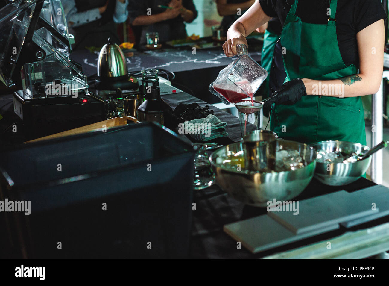 championship among coffee houses, members of teams show barista's skill ...