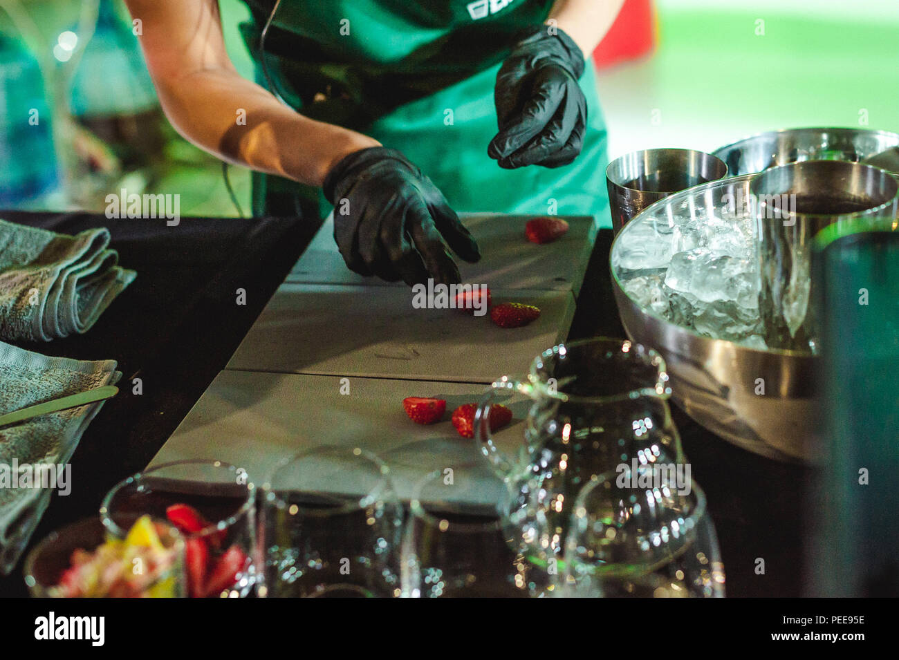 championship among coffee houses, members of teams show barista's skill ...