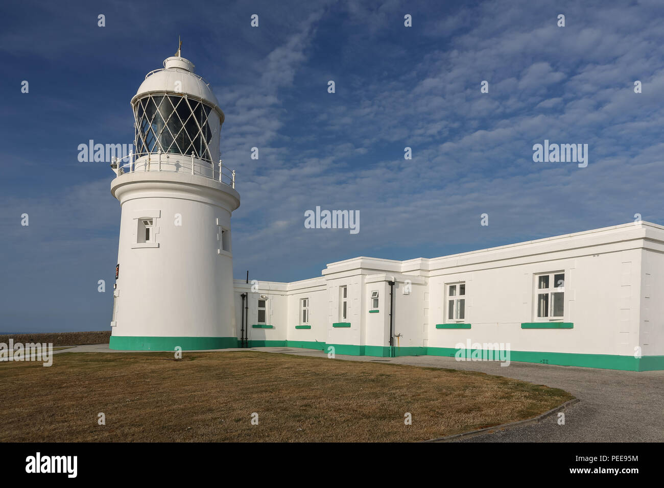 Pendeen lighthouse in cornwall england uk, overlooking the atlantic ...