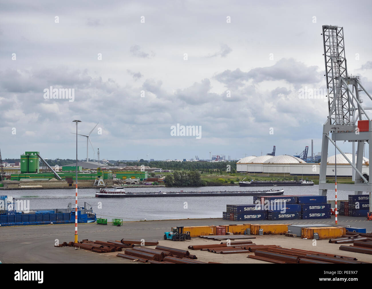 Barges in the north sea canal pass one another hi-res stock photography ...