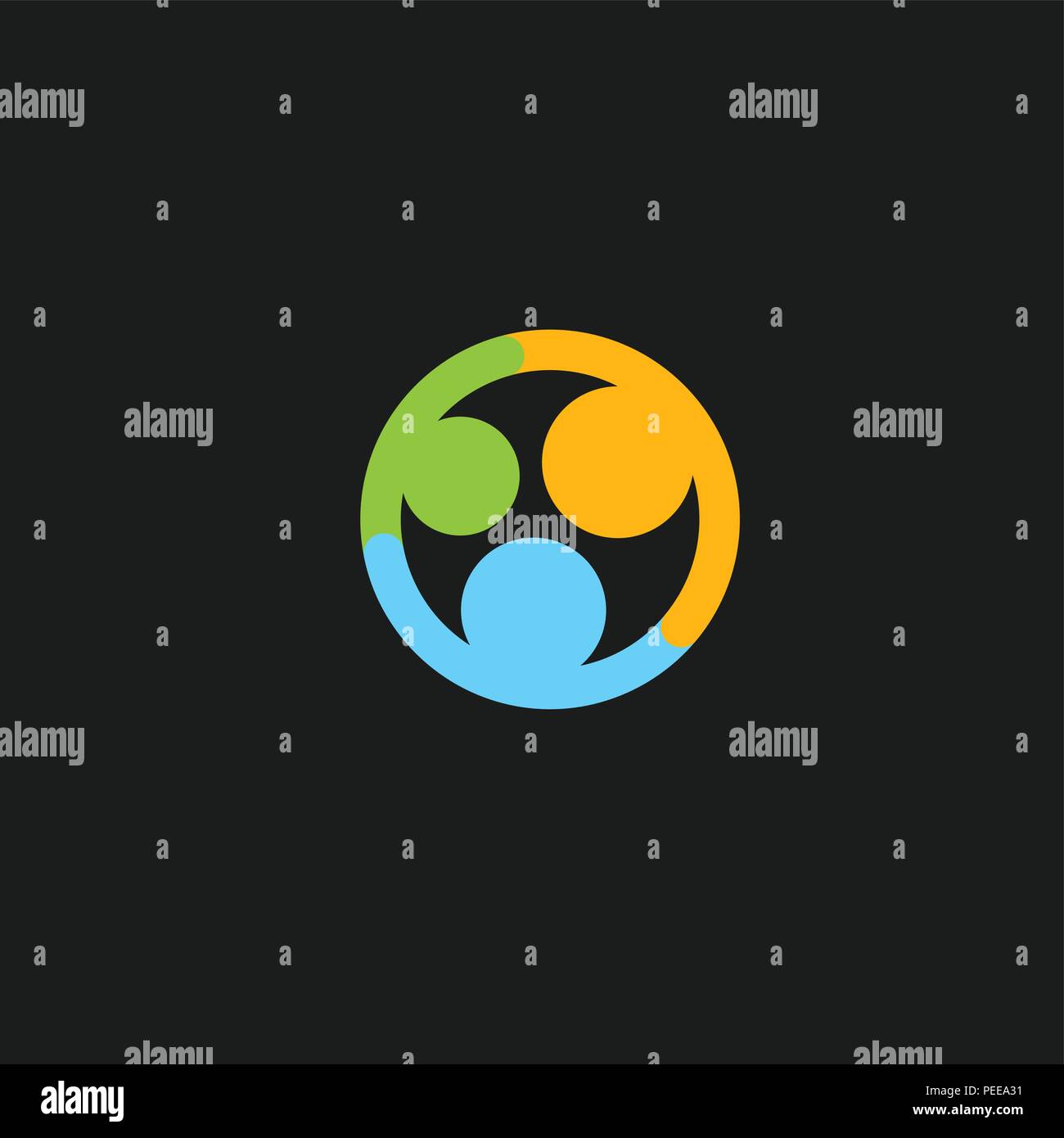 Family abstract icon. Happy embrace colorful logo template. People fun ...