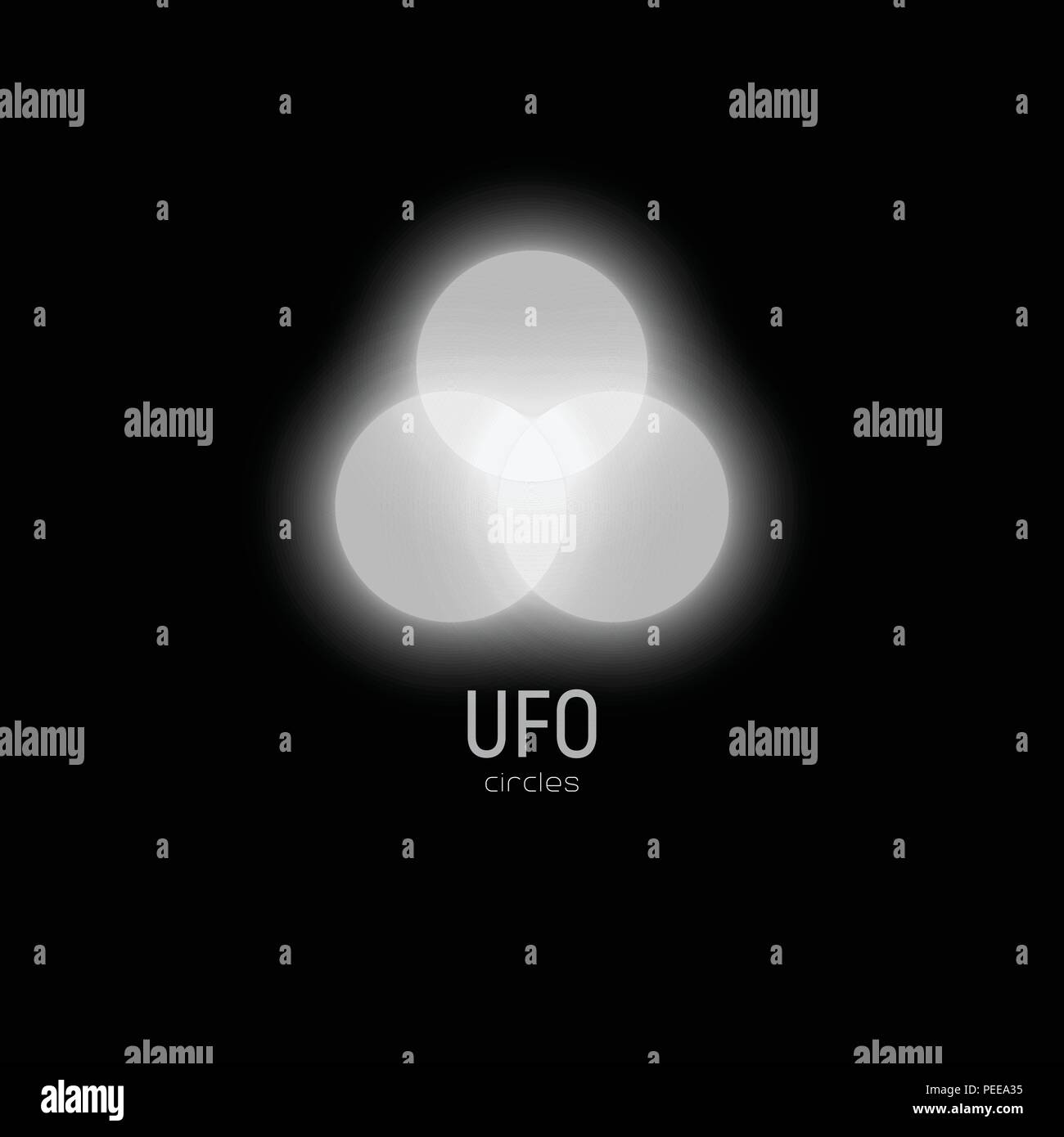 White glowing circles of regular shape in the sky, vector illustration ...