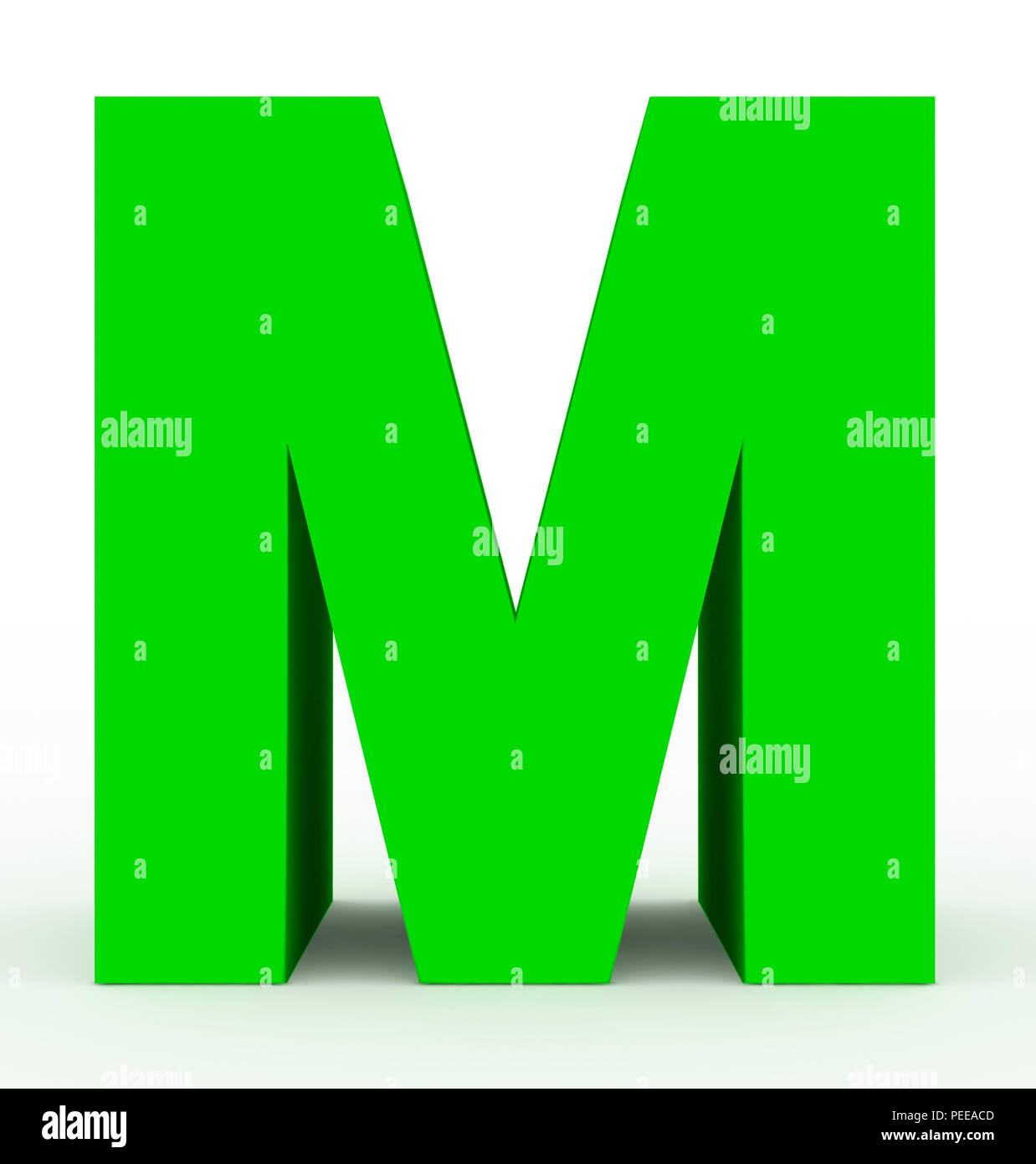 letter M 3d green isolated on white - 3d rendering Stock Photo - Alamy