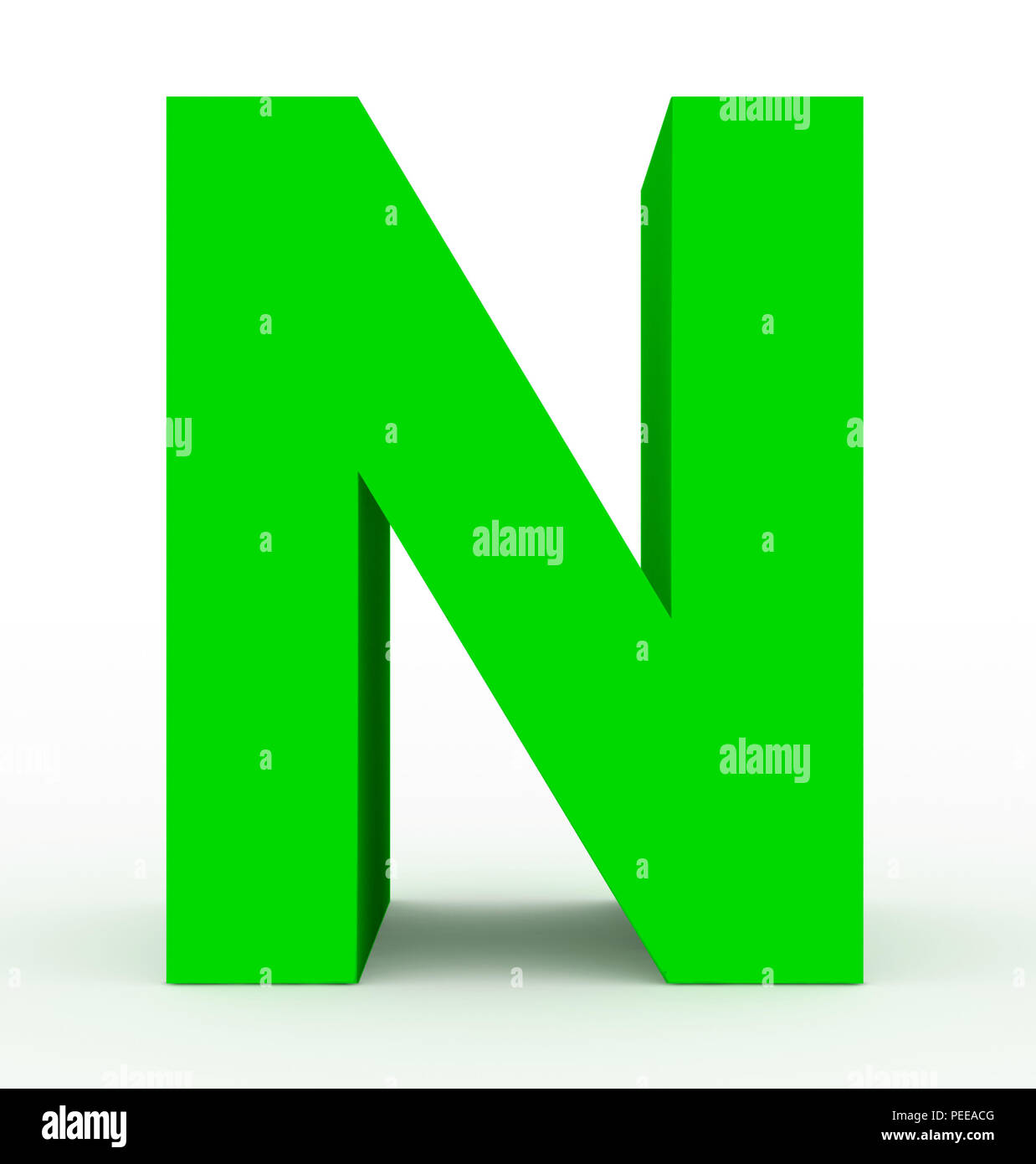 letter N 3d green isolated on white - 3d rendering Stock Photo - Alamy