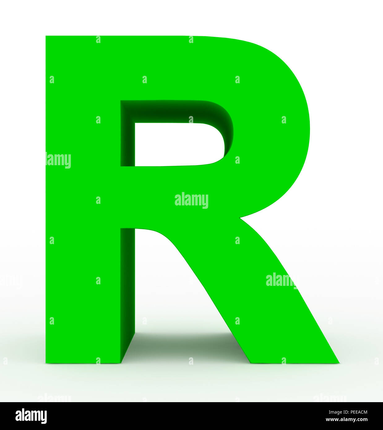 letter R 3d green isolated on white - 3d rendering Stock Photo - Alamy
