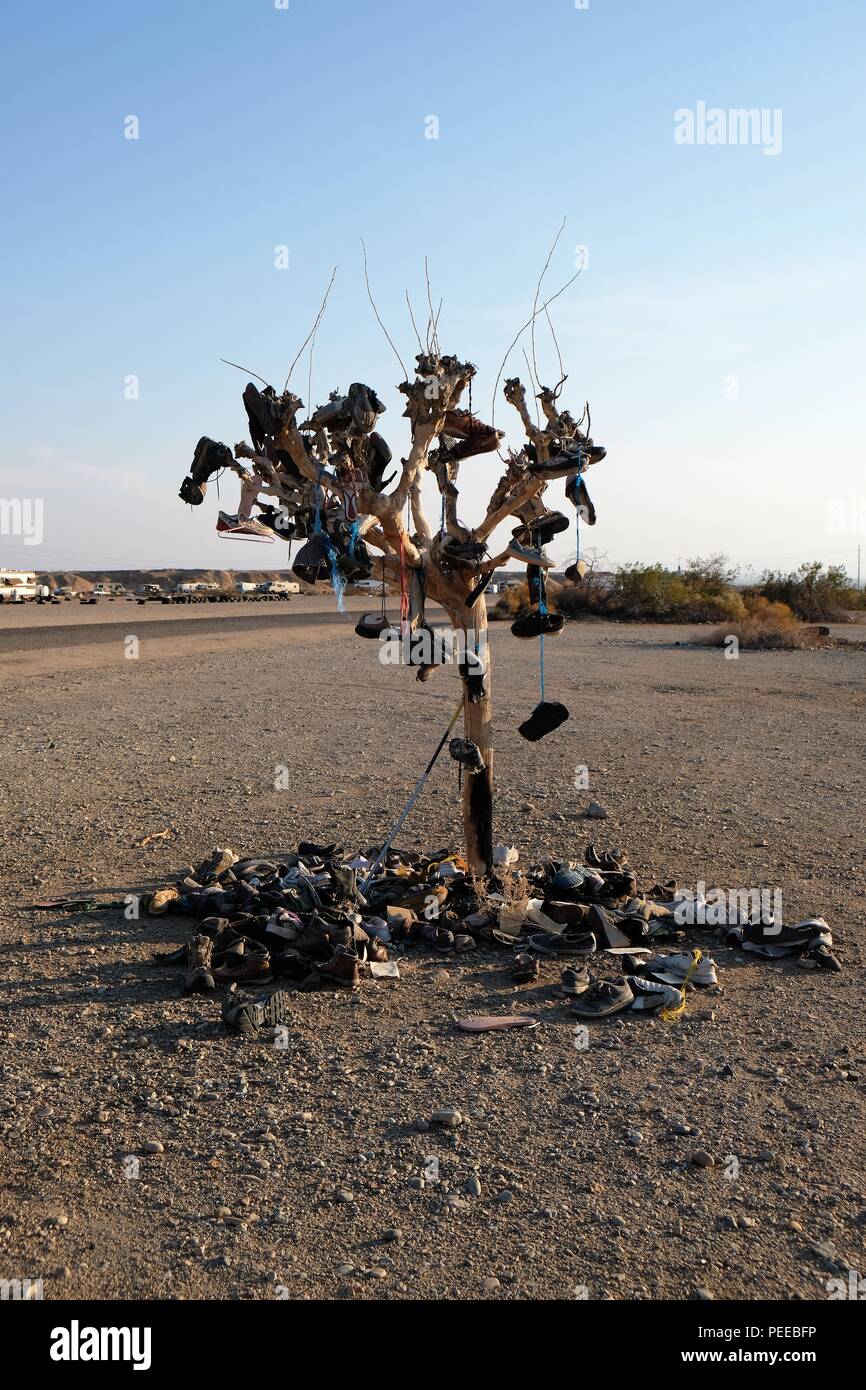 "Tree of Soles" (or souls) located in Slab City, near Niland ...