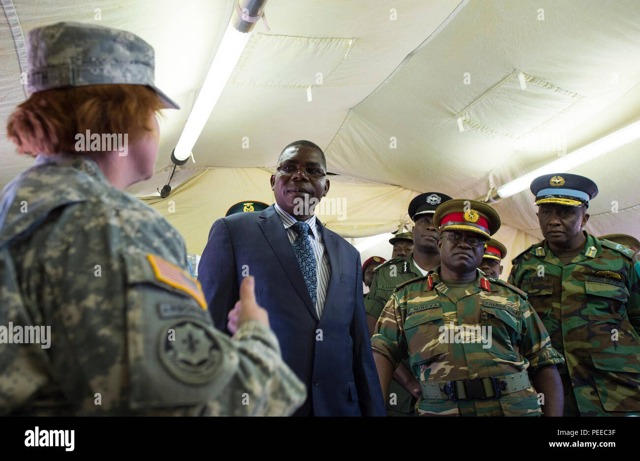 United States Army Lt. Col. Kimberly Smith (left), Chief Nurse with the ...