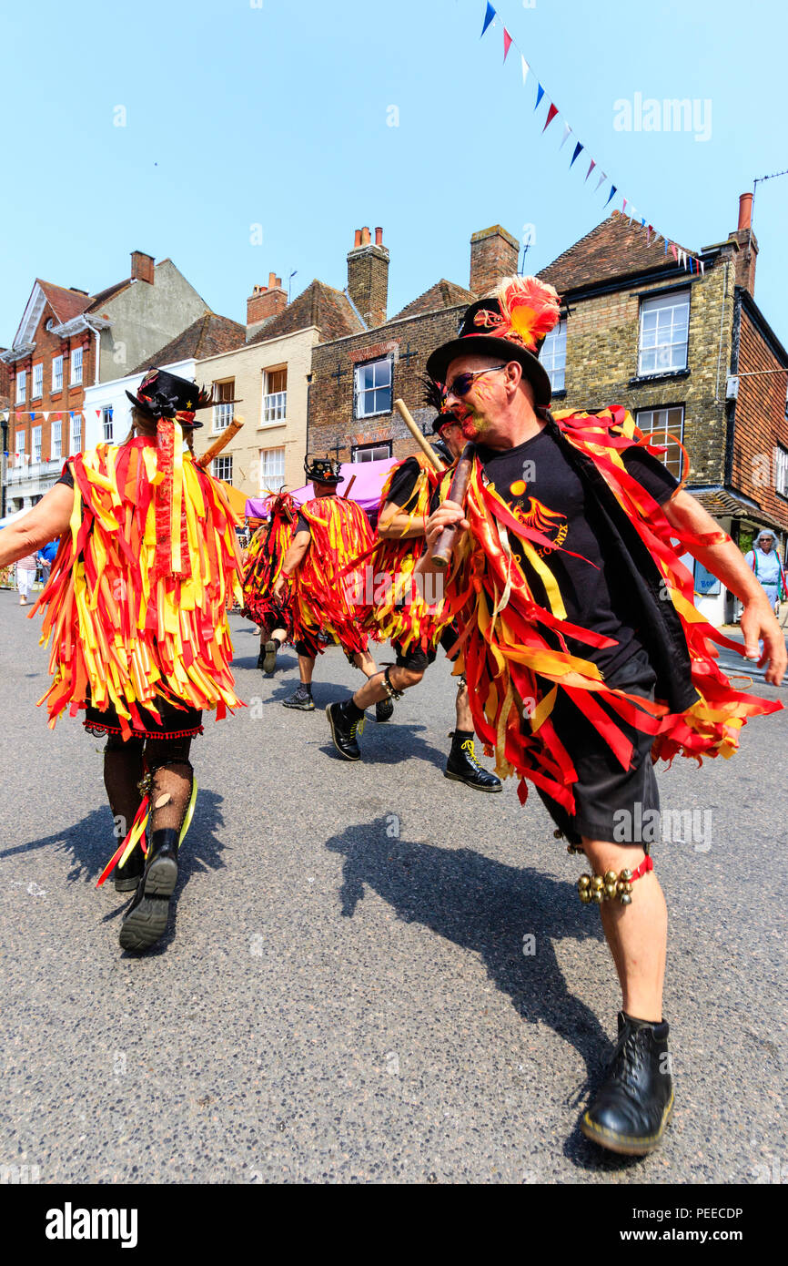 Traditional English folk dancers, Ragged Phoenix Morris dance side, in ...
