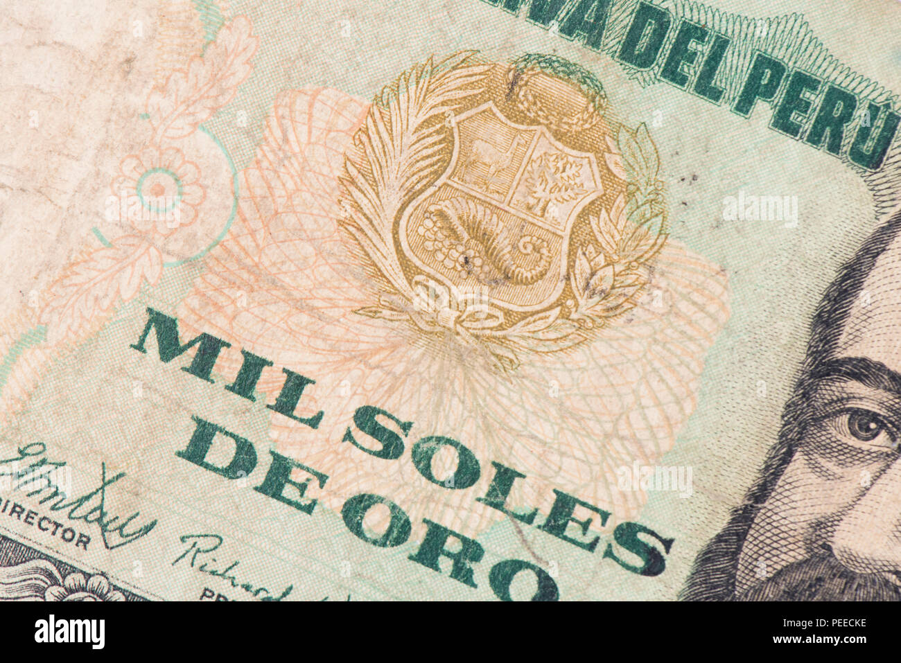 Close up detail Peru paper money Stock Photo - Alamy