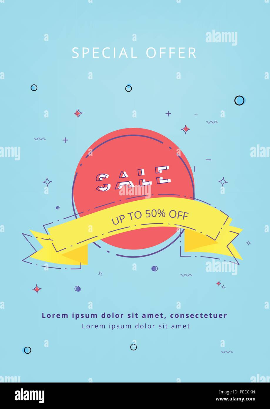 Vertical Sale card. Sliced lettering with ribbon. Element for graphic ...