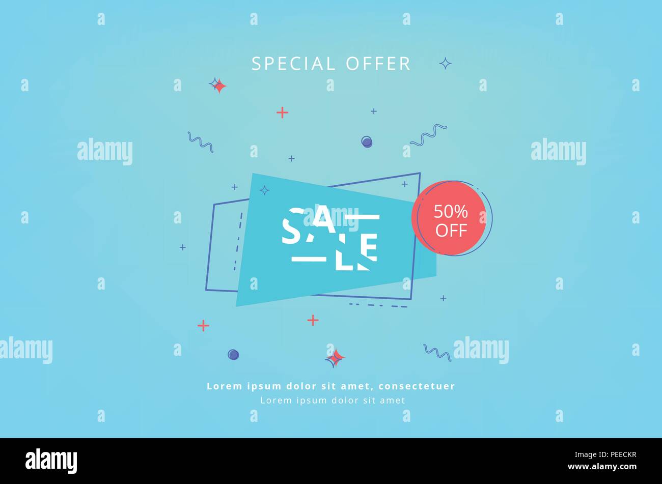 Sale Special Offer card. Sliced lettering with geometric shapes ...