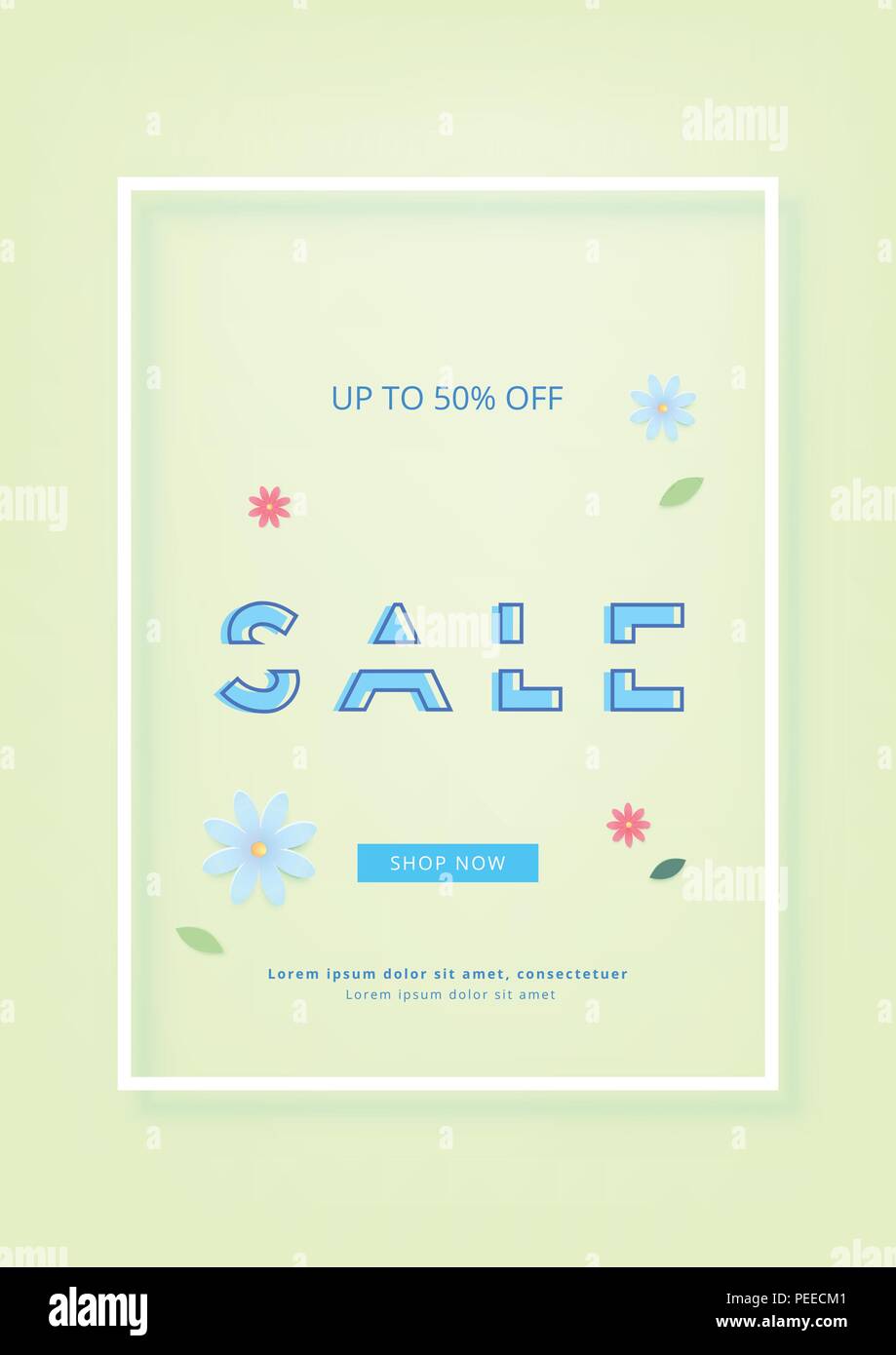 Vertical Sale banner with frame. Sliced text style. Element for graphic ...