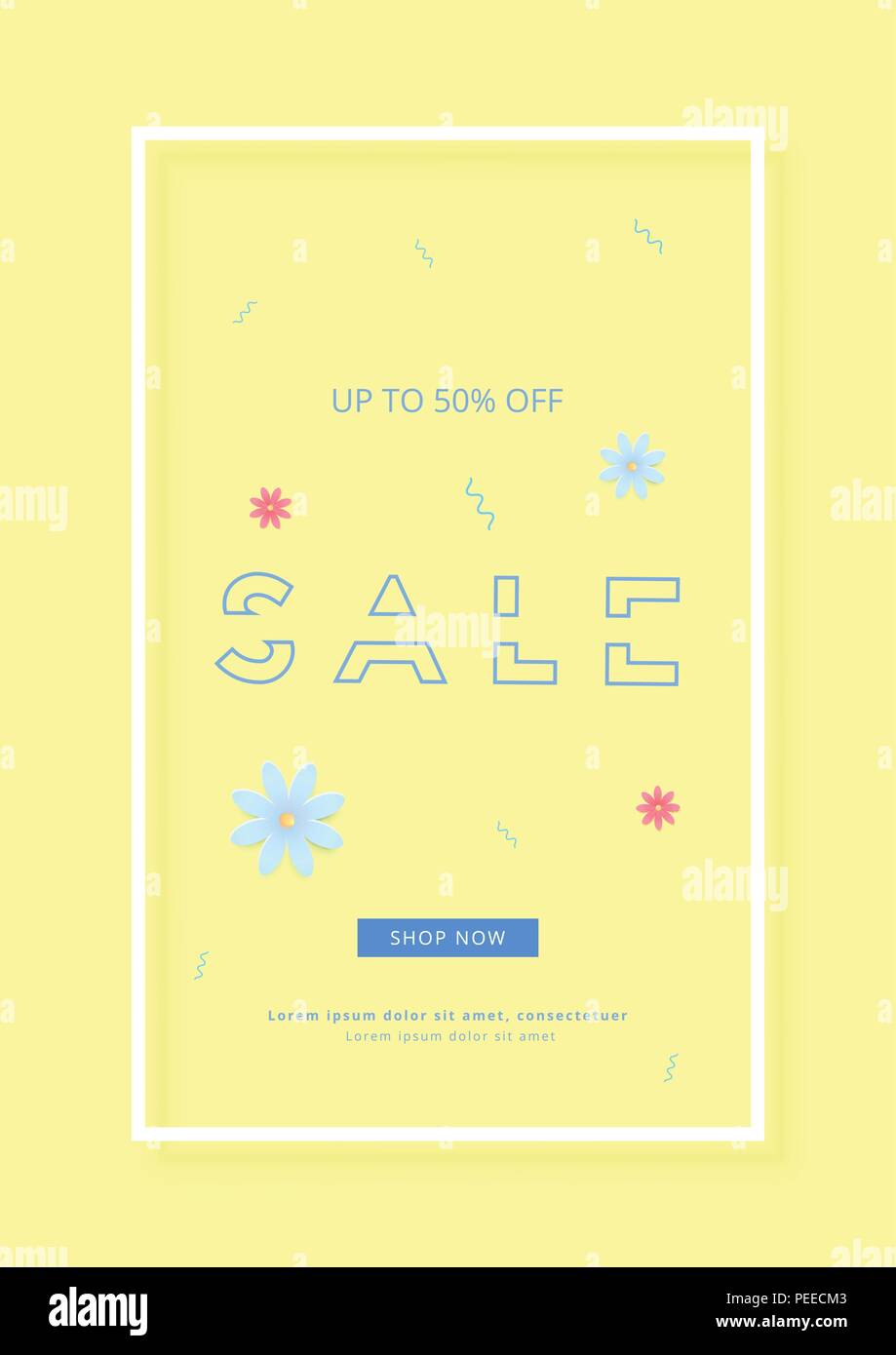 Vertical Sale banner with frame. Sliced text style. Element for graphic ...