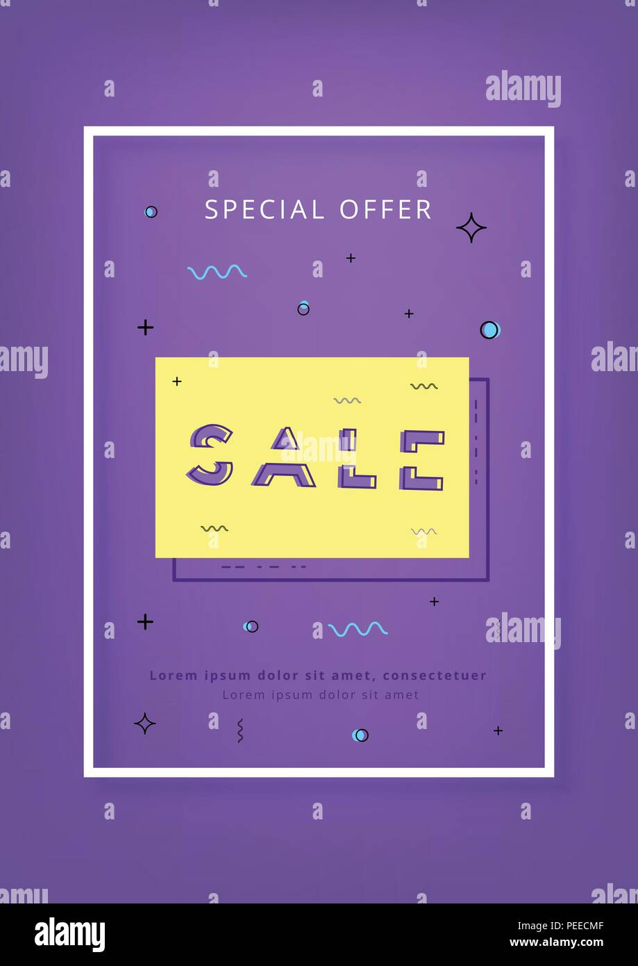 Vertical Sale banner with frame. Sliced lettering. Element for graphic ...