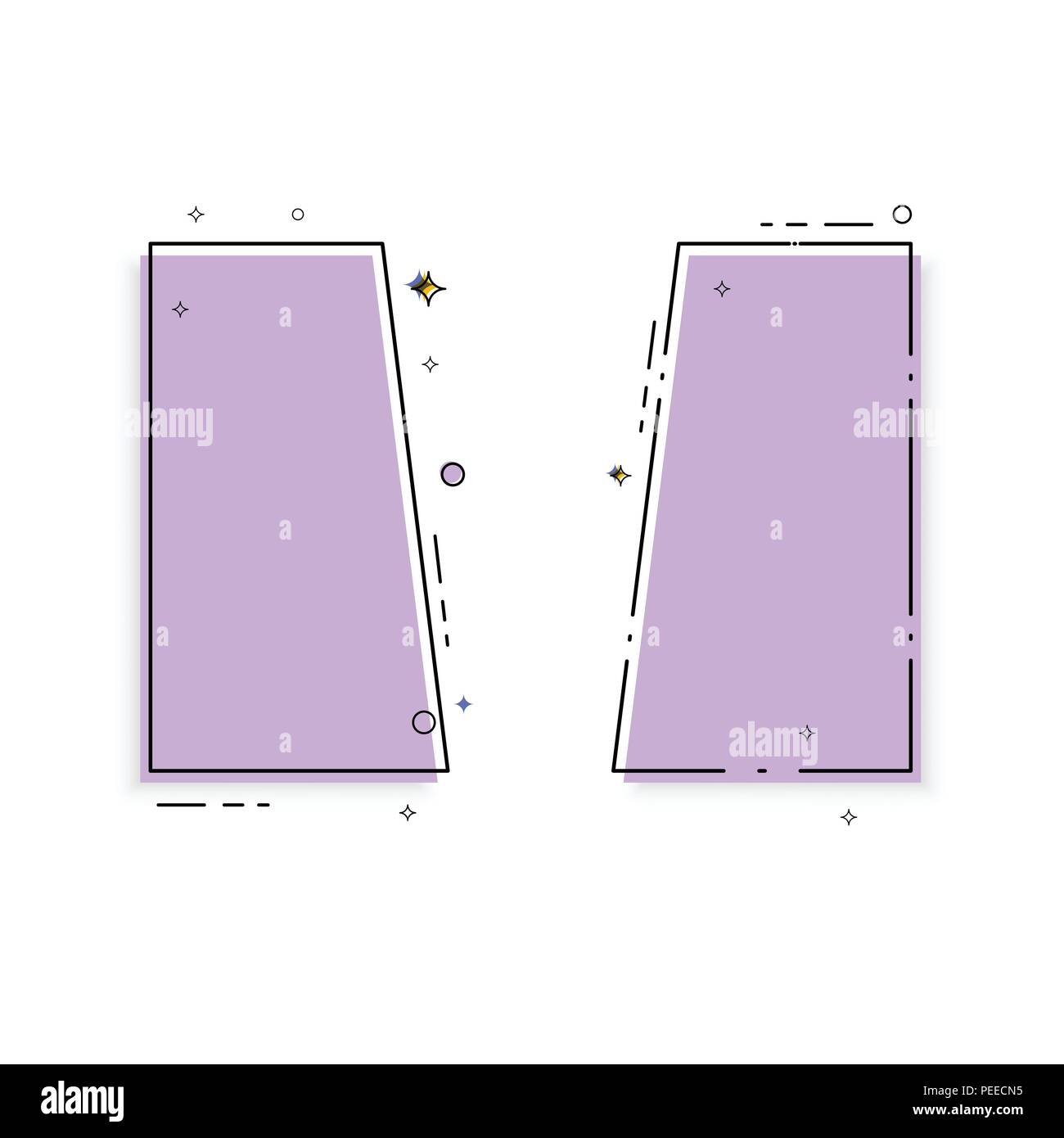 Two vertical geometric banners with random decorative items. Element ...