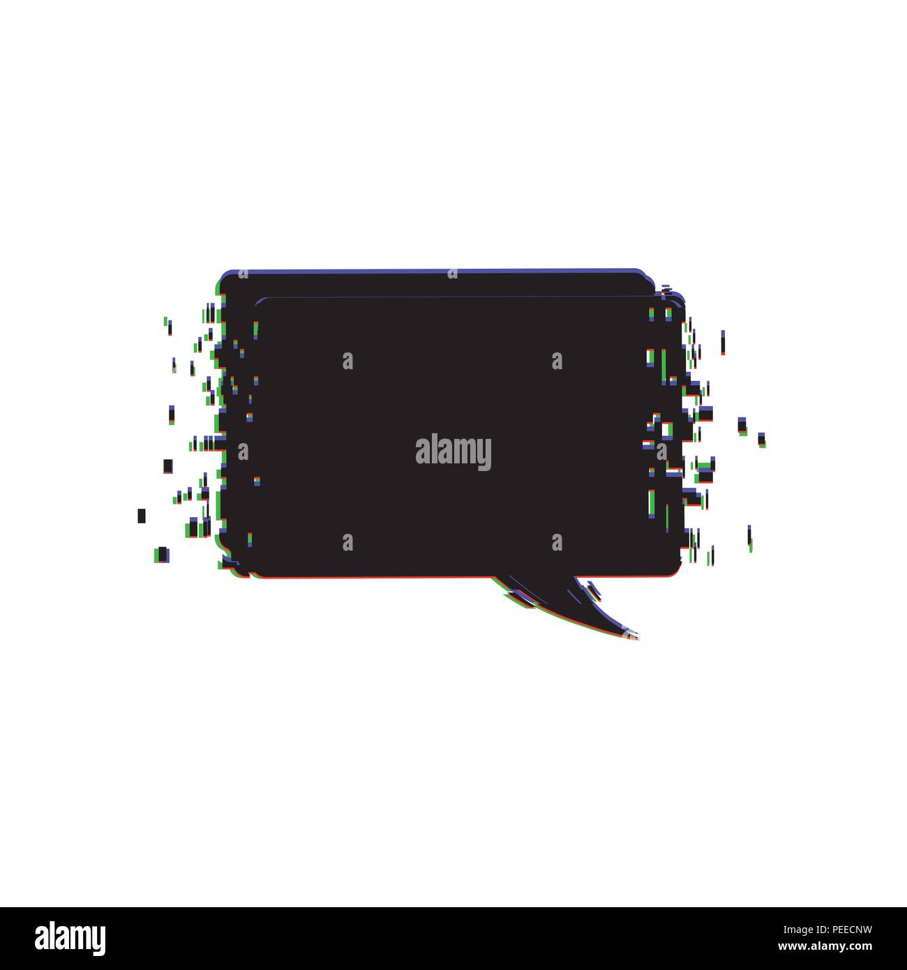 Flat promotion banner. Empty bubble. Distorted glitch and chromatic ...