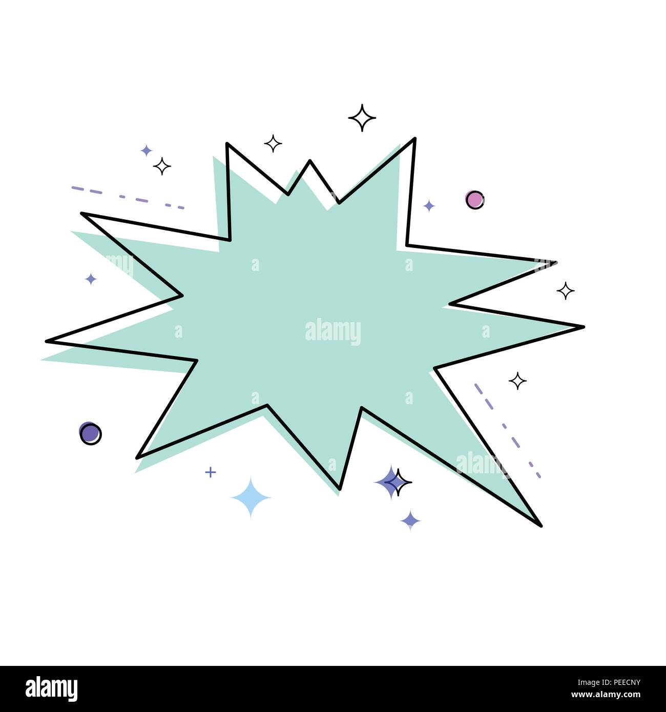 Flat star geometric banner for ad. Memphis style. Element for graphic ...