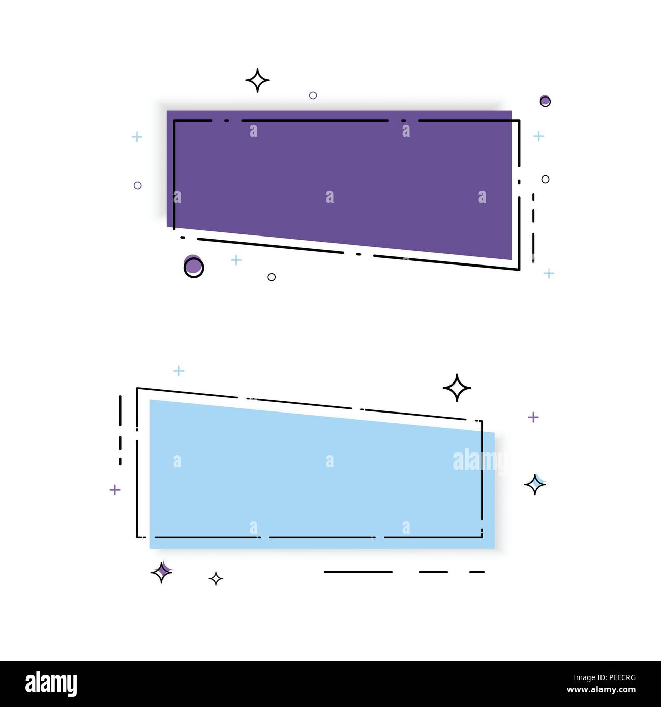 Two horizontal geometric banners with shadow and random items. Element ...