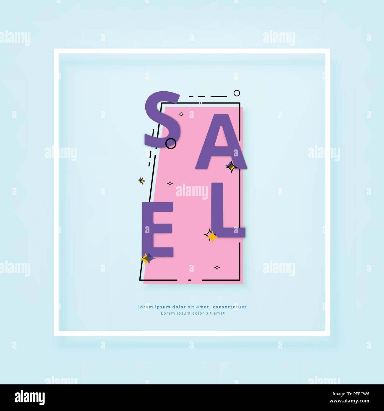 Square Sale card with frame. Vector illustration Stock Vector Image ...