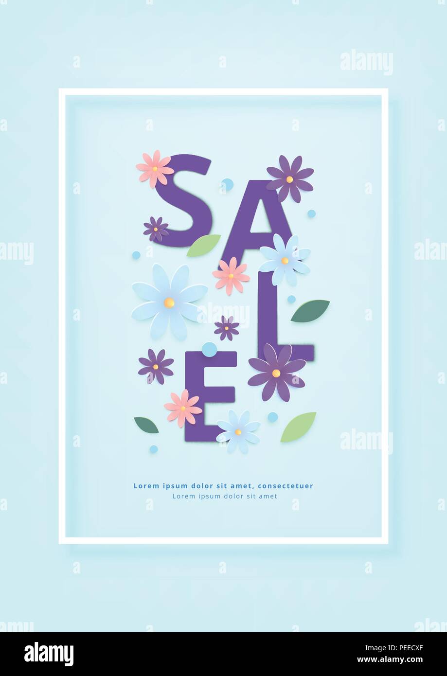 Vertical Sale banner with frame and flowers. Element for graphic design ...