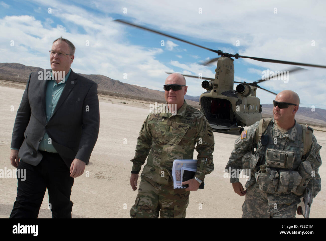 Deputy Secretary of Defense Bob Work arrives Fort Irwin with Lt. Gen ...
