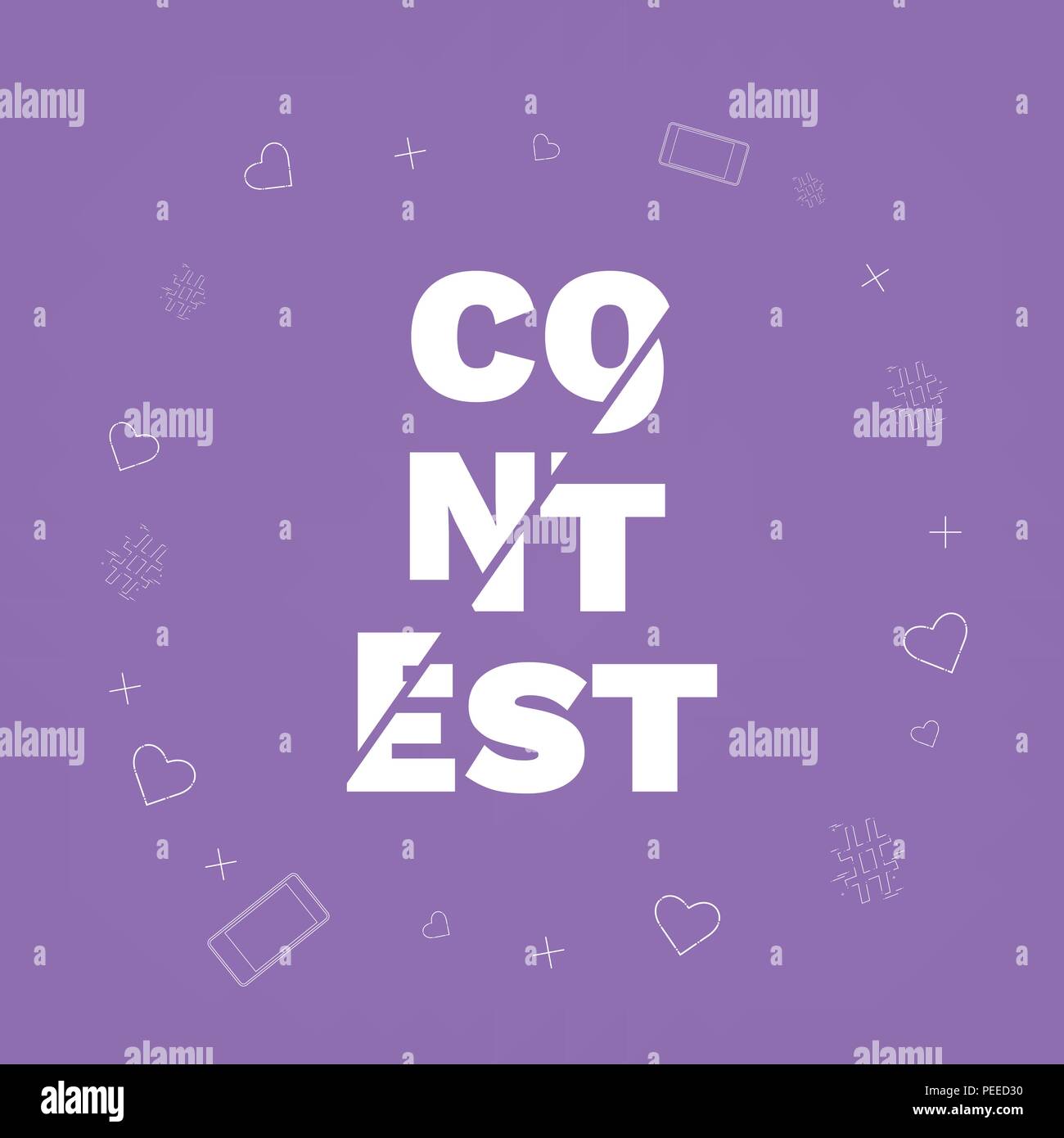 Contest lettering. Glitch chromatic aberration trendy effect. Element ...