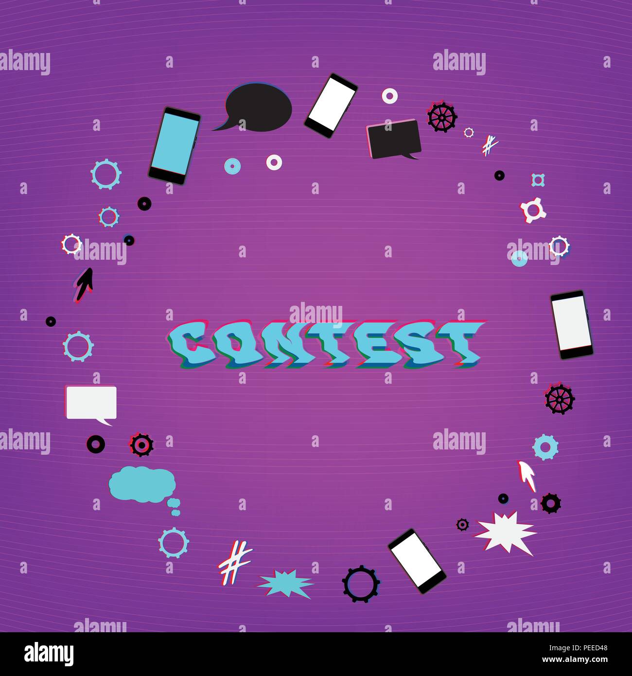 Contest broken text with random items. Glitch chromatic aberration ...