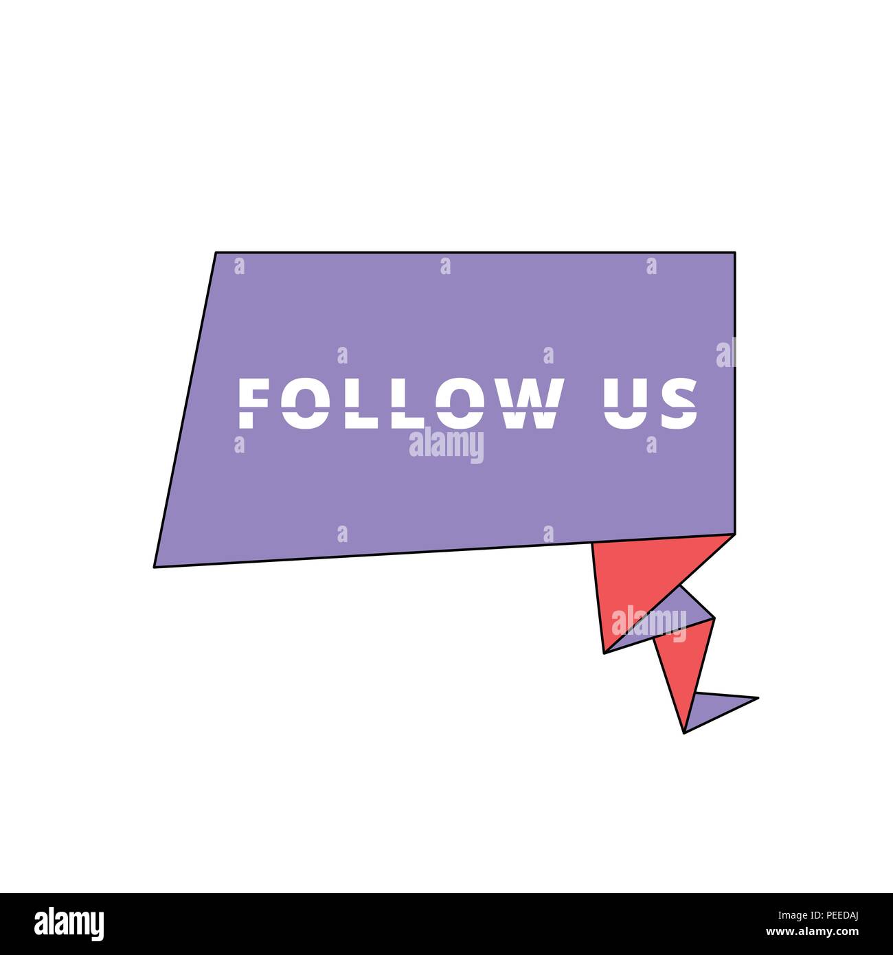Follow us banner with sliced lettering. Vector illustration Stock ...