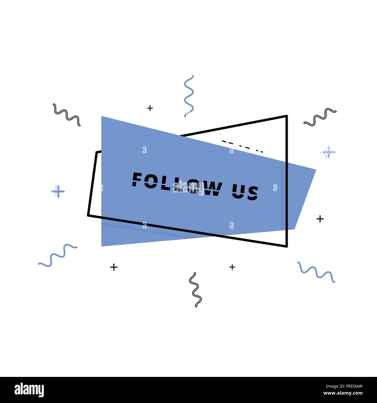 Follow us geometric banner isolated on white background. Vector ...