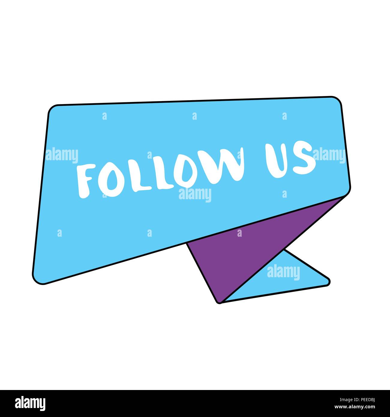 Follow us lettering on geometric banner. Vector illustration Stock ...