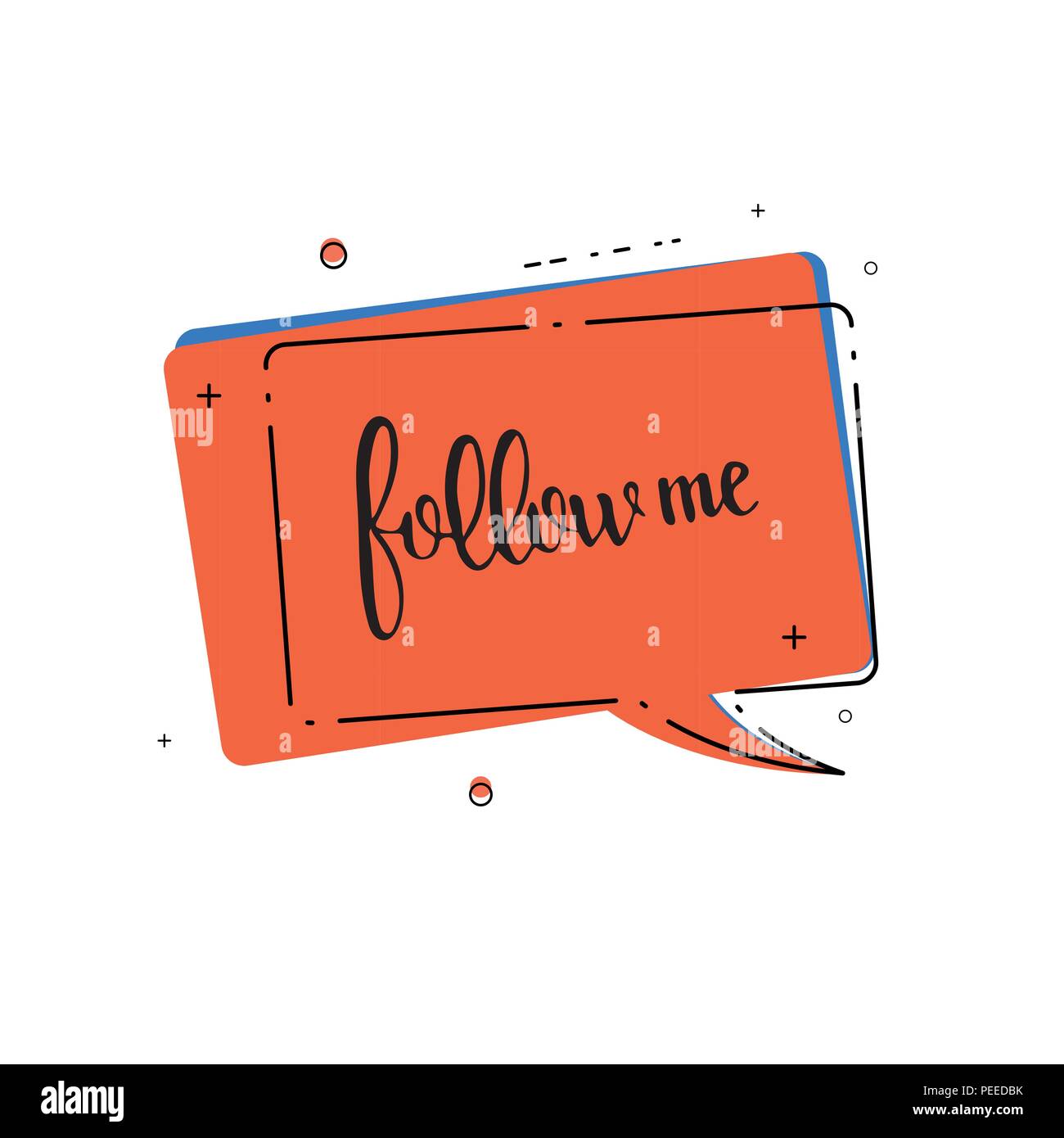 Follow me handwritten phrase on speech banner. Vector illustration ...