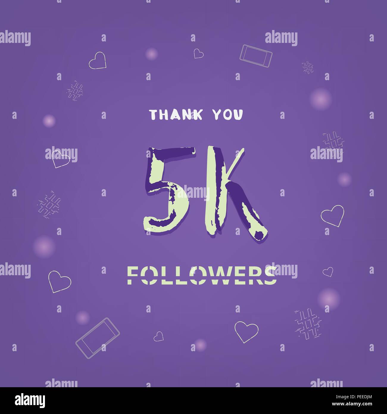 5K Followers thank you square banner. Ultra violet palette colors ...