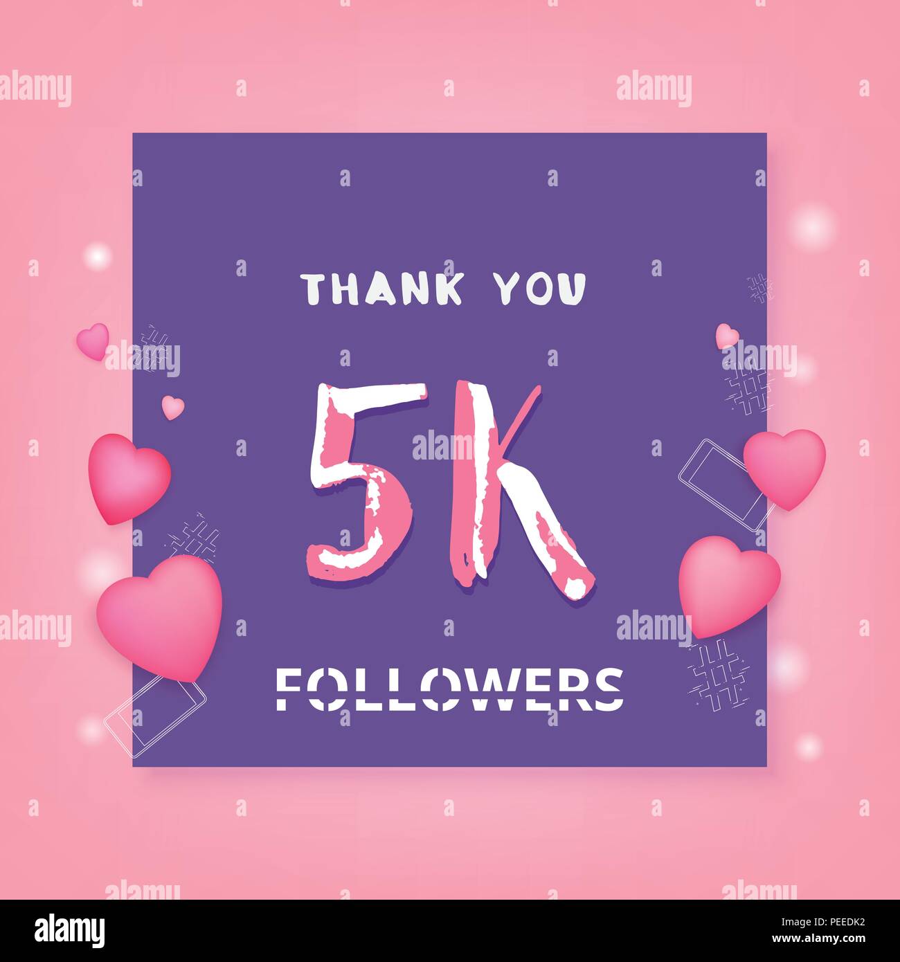 5K Followers thank you square banner. Template for social media post ...