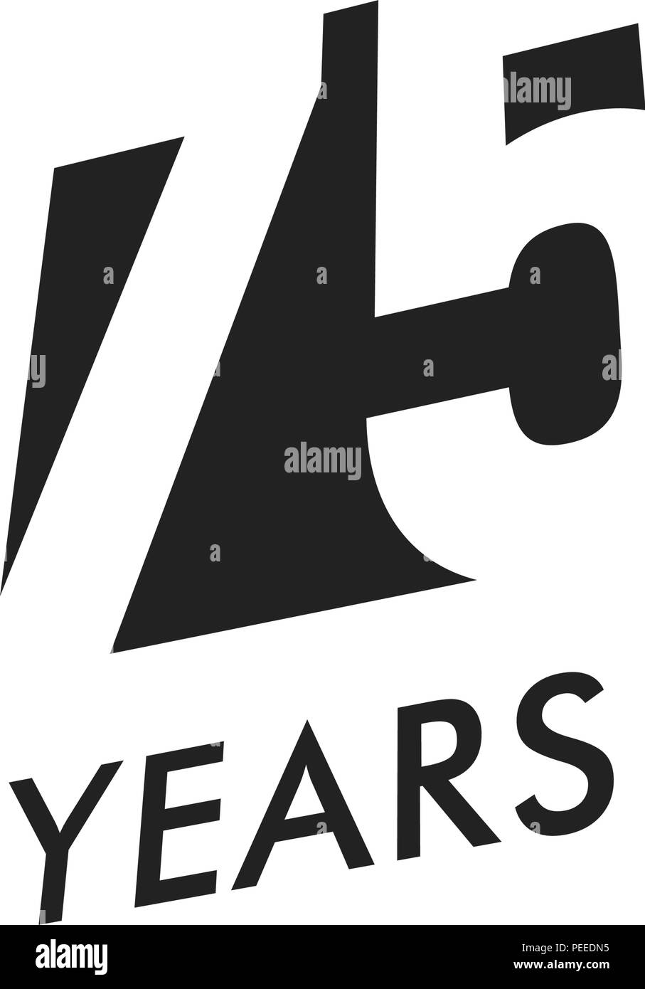 Seventy five years vector emblem template. Anniversary symbol, negative ...