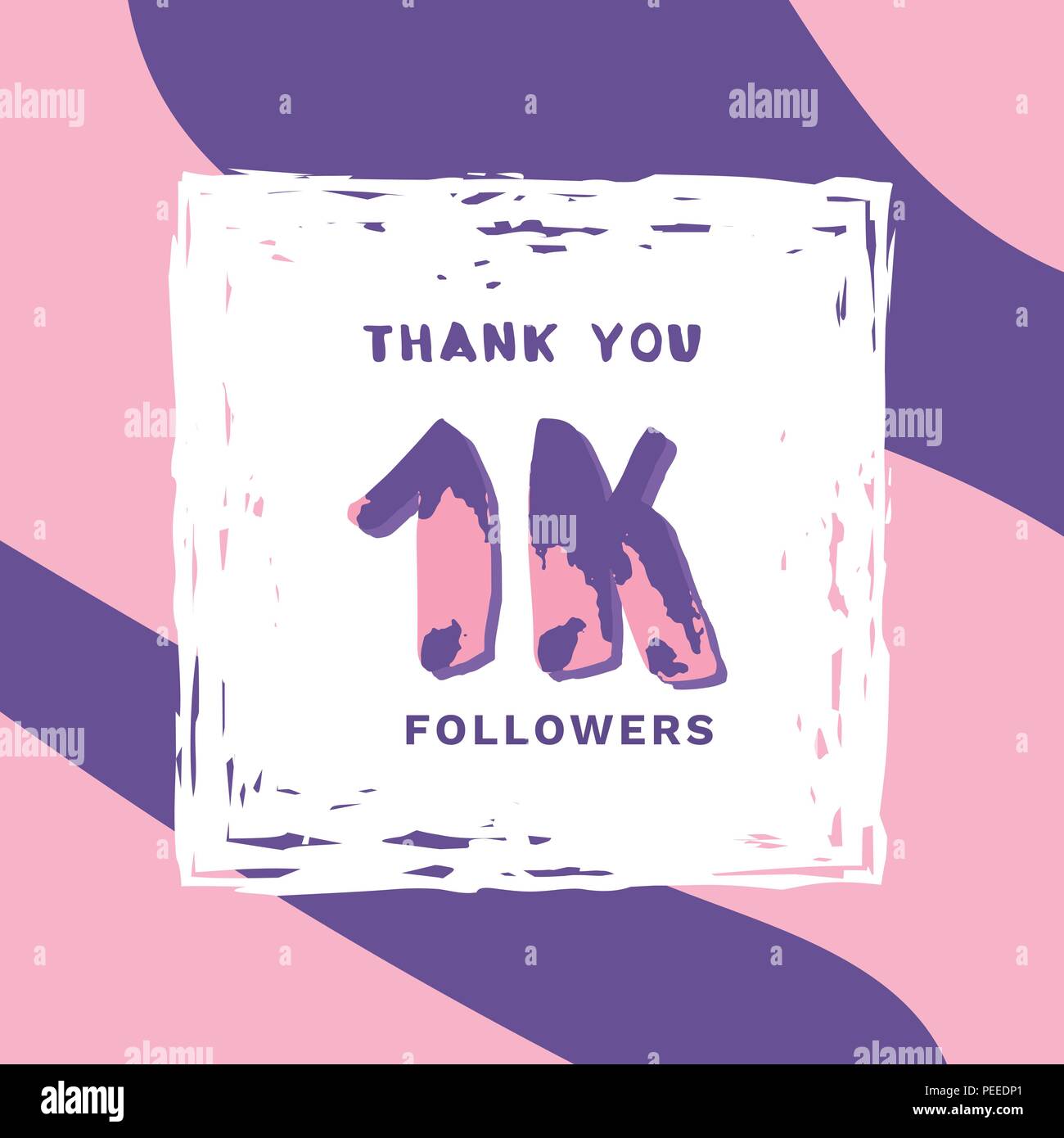 1K Followers thank you square banner with frame and wavy background ...