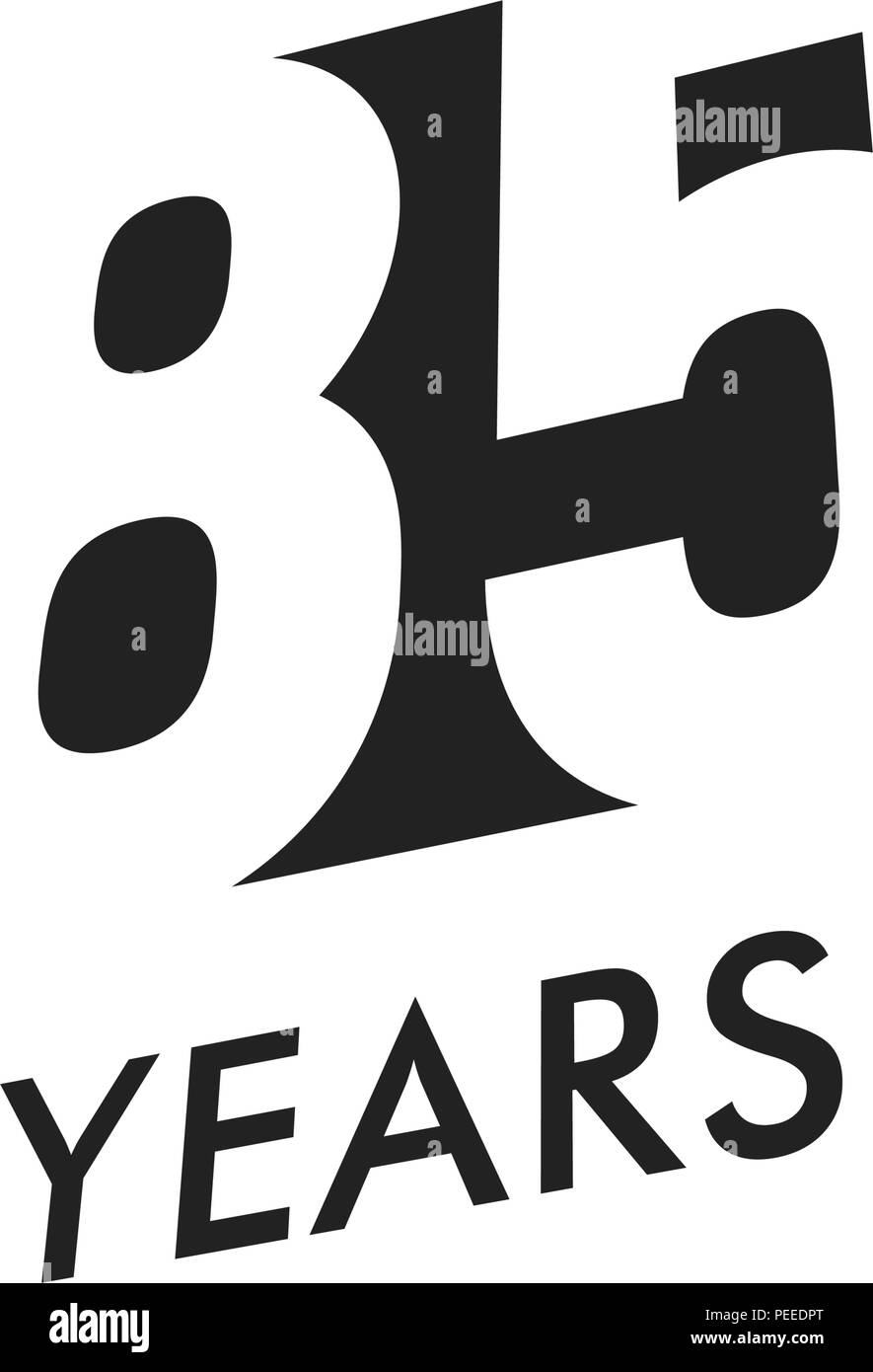 Eighty five years vector emblem template. Anniversary symbol, negative ...