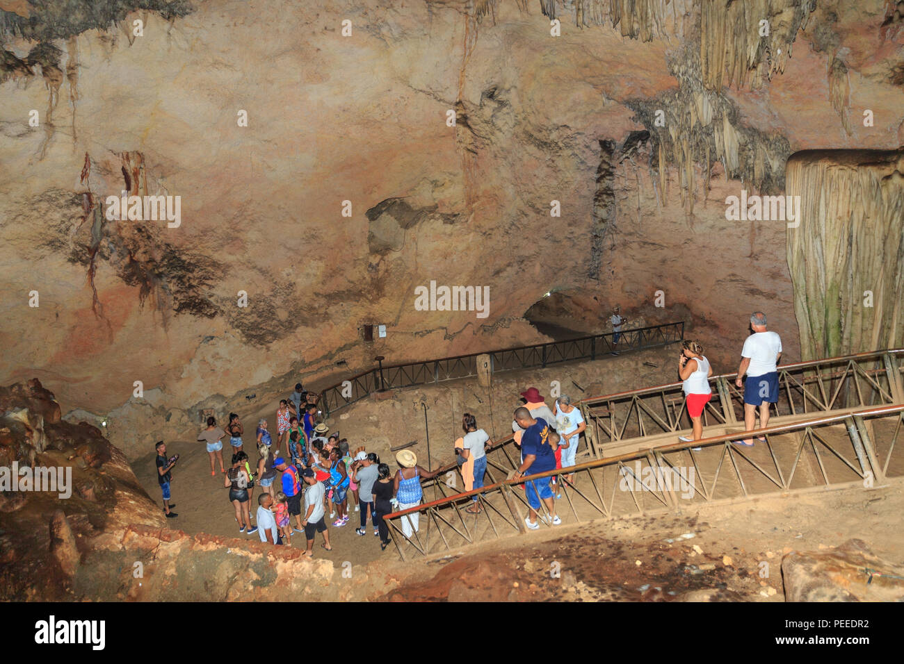 People on a tour of Cuevas Bellamar Caves, 1.5km underground cave ...