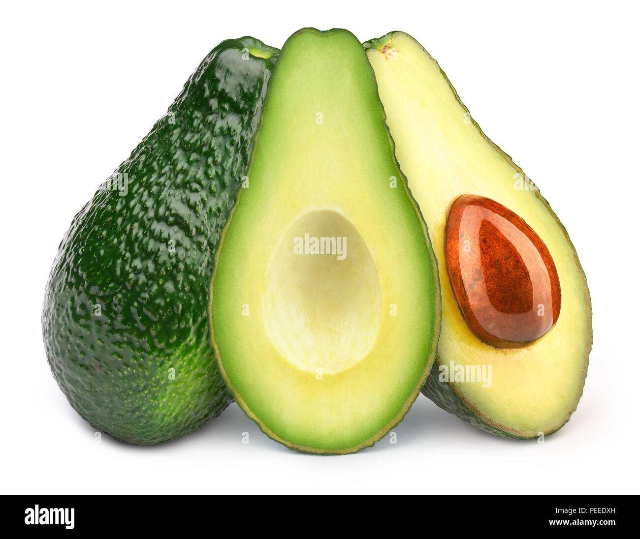Group of three avocados isolated on white, with clipping path Stock ...