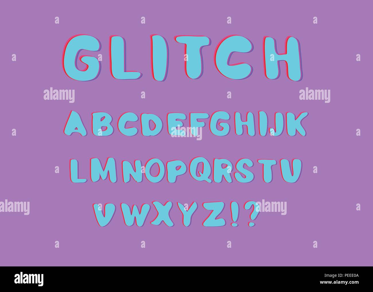 Trendy style distorted glitch alphabet. Handwritten Latin letters ...