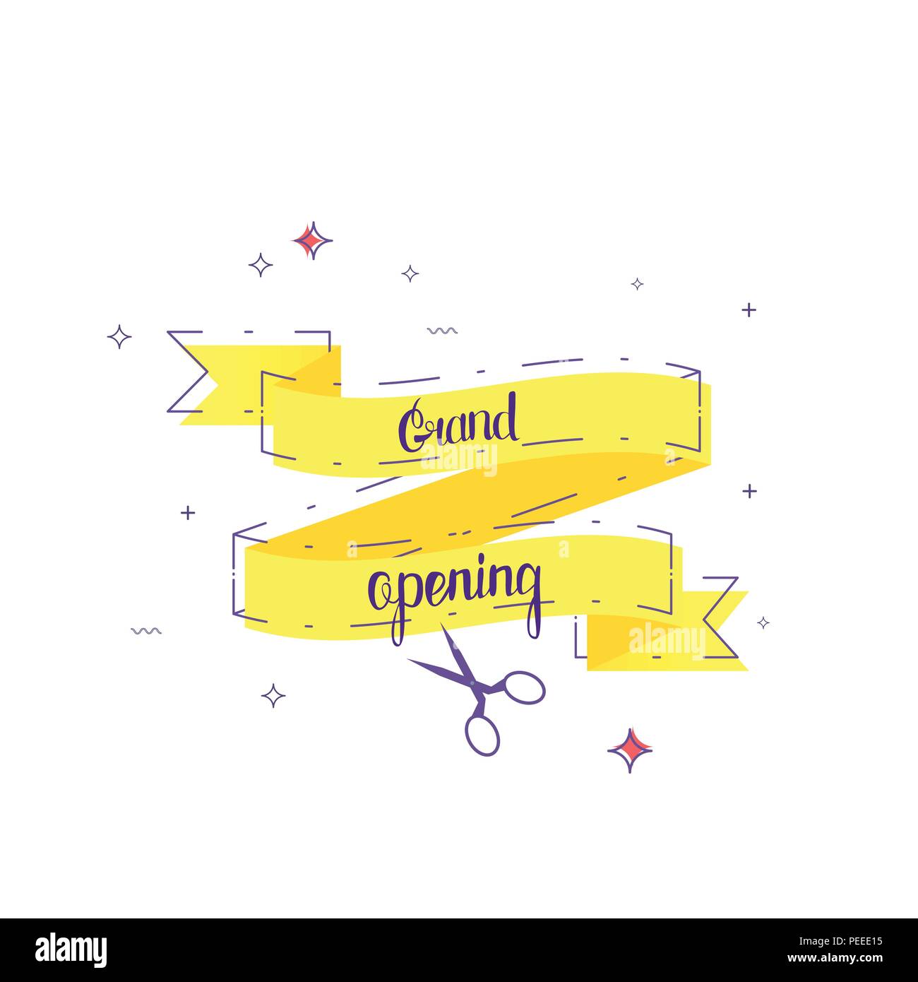 Grand opening banner isolated on white background. Vector illustration ...